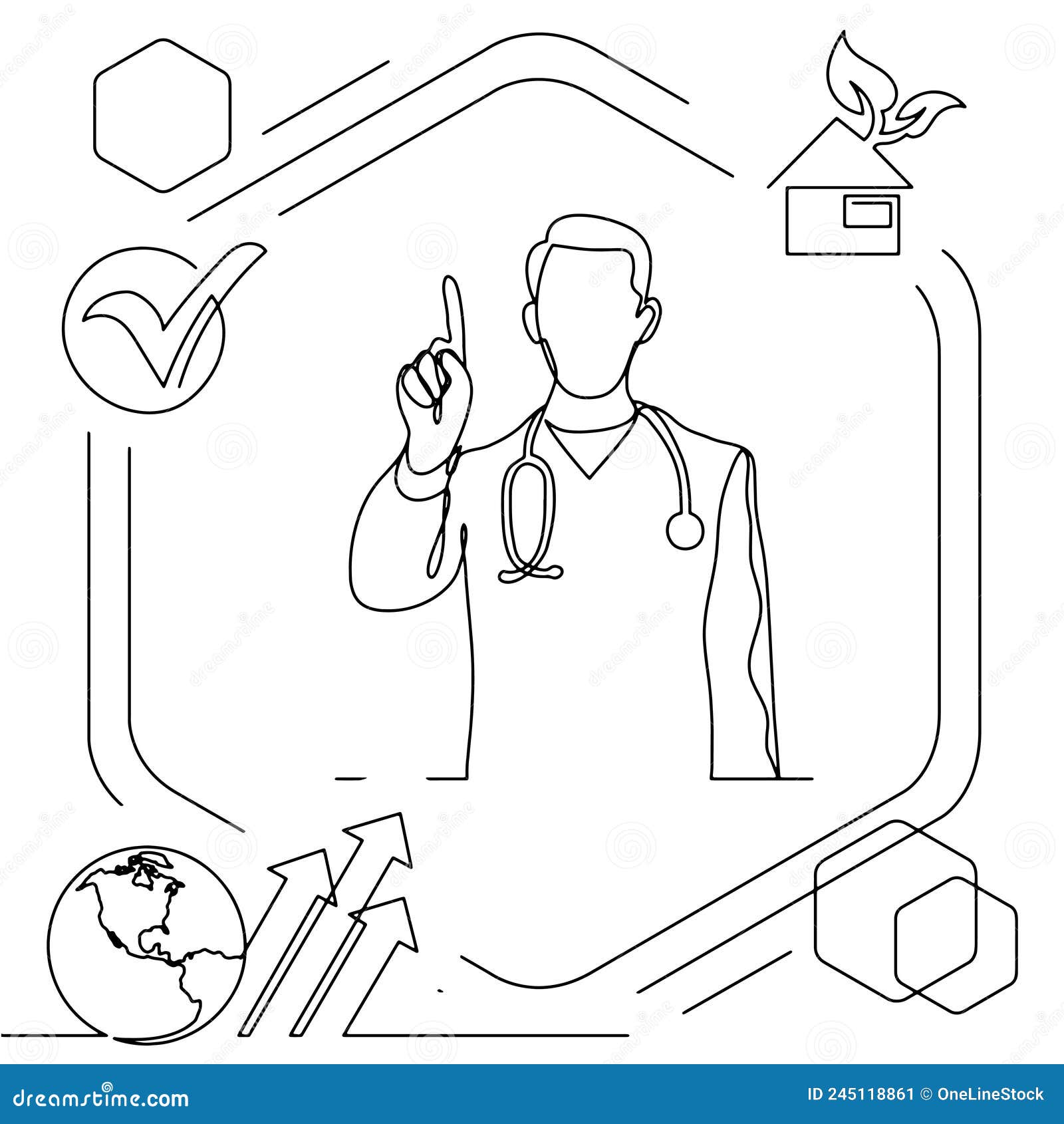 Concept Visualization Line Icon Drawing of Healthcare and Wellness ...