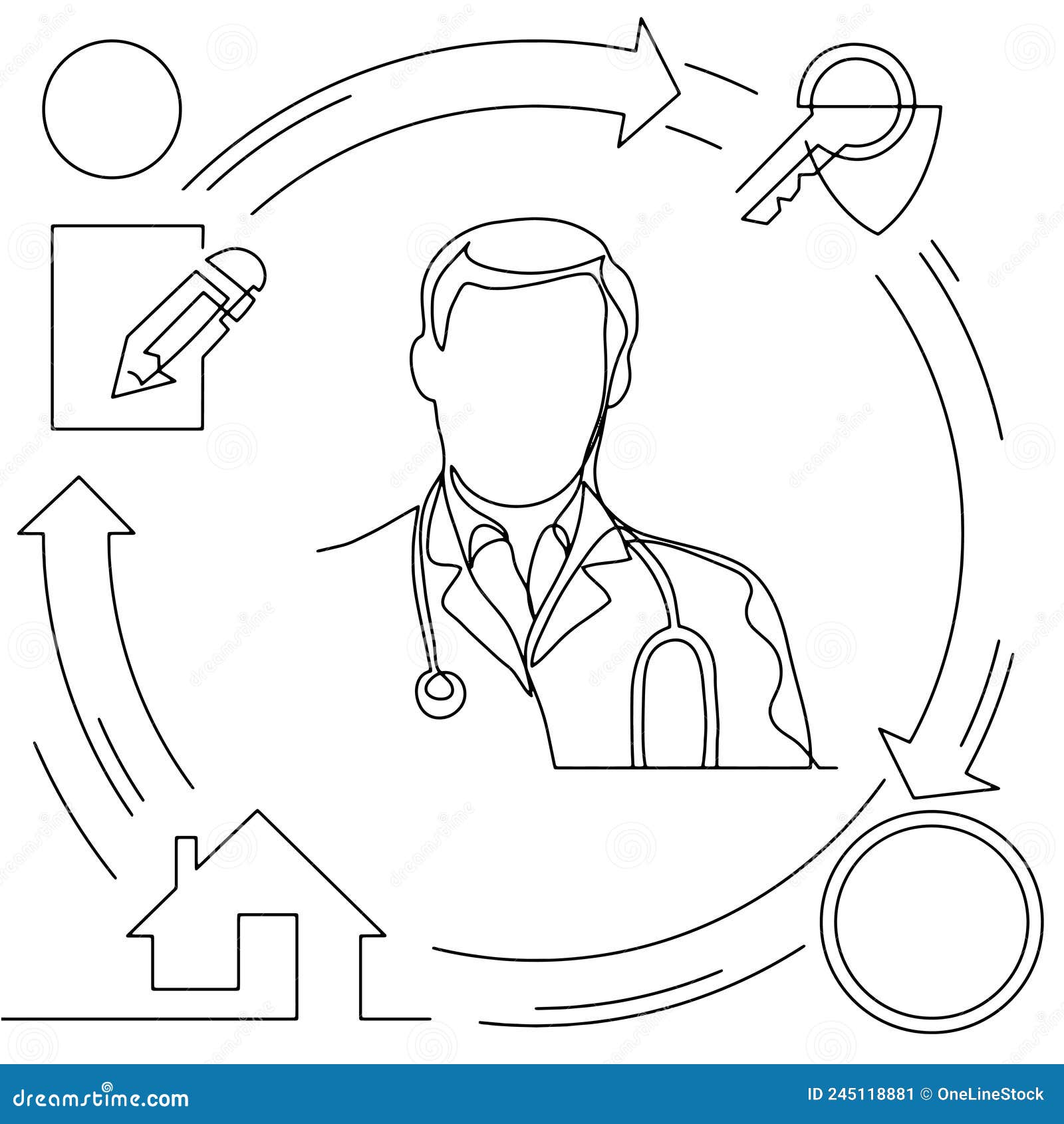 Concept Visualization Line Icon Drawing of Healthcare and Wellness ...