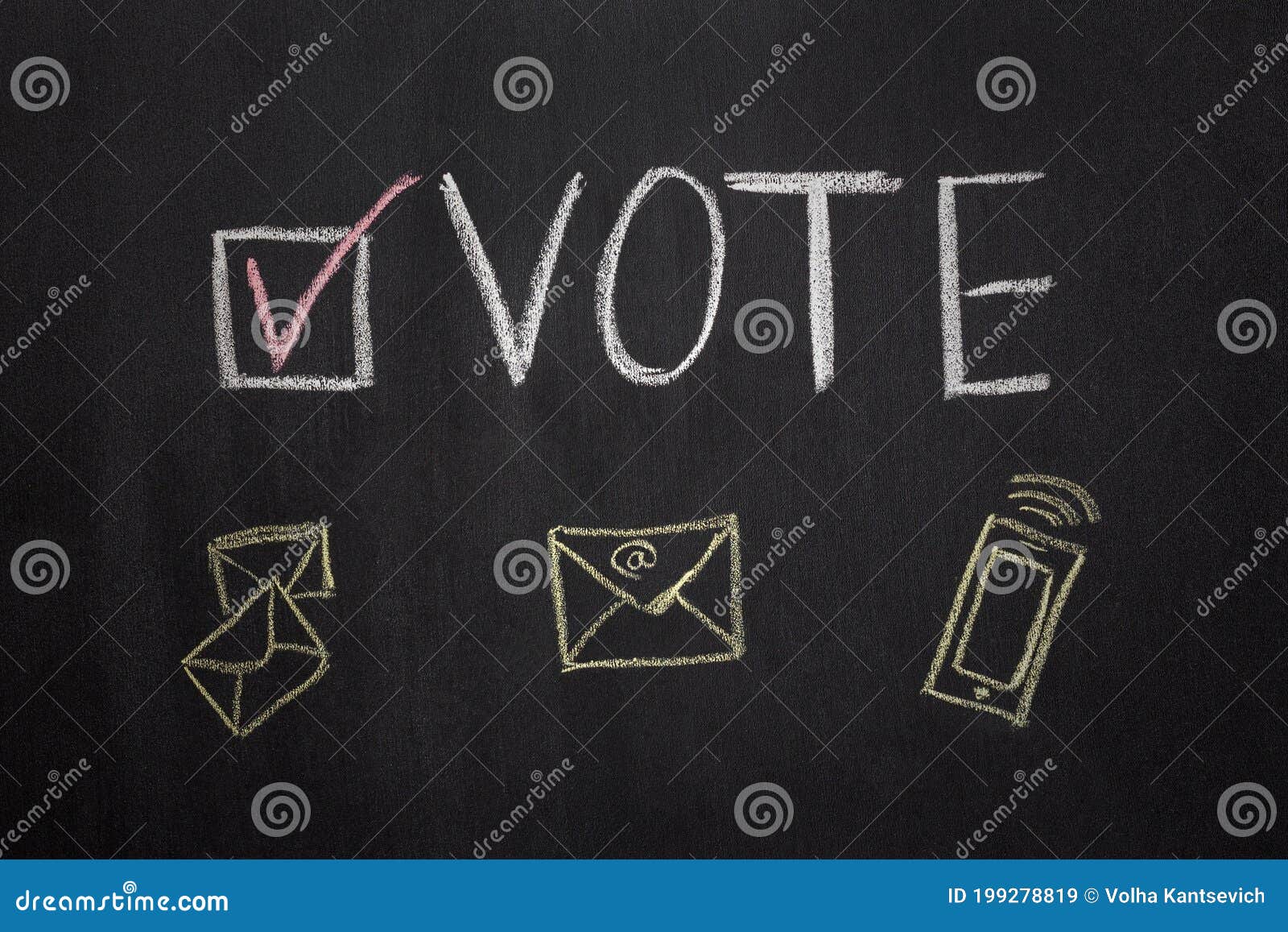 Concept of Voting in Different Ways. Drawing on Black Chalkboard Stock ...