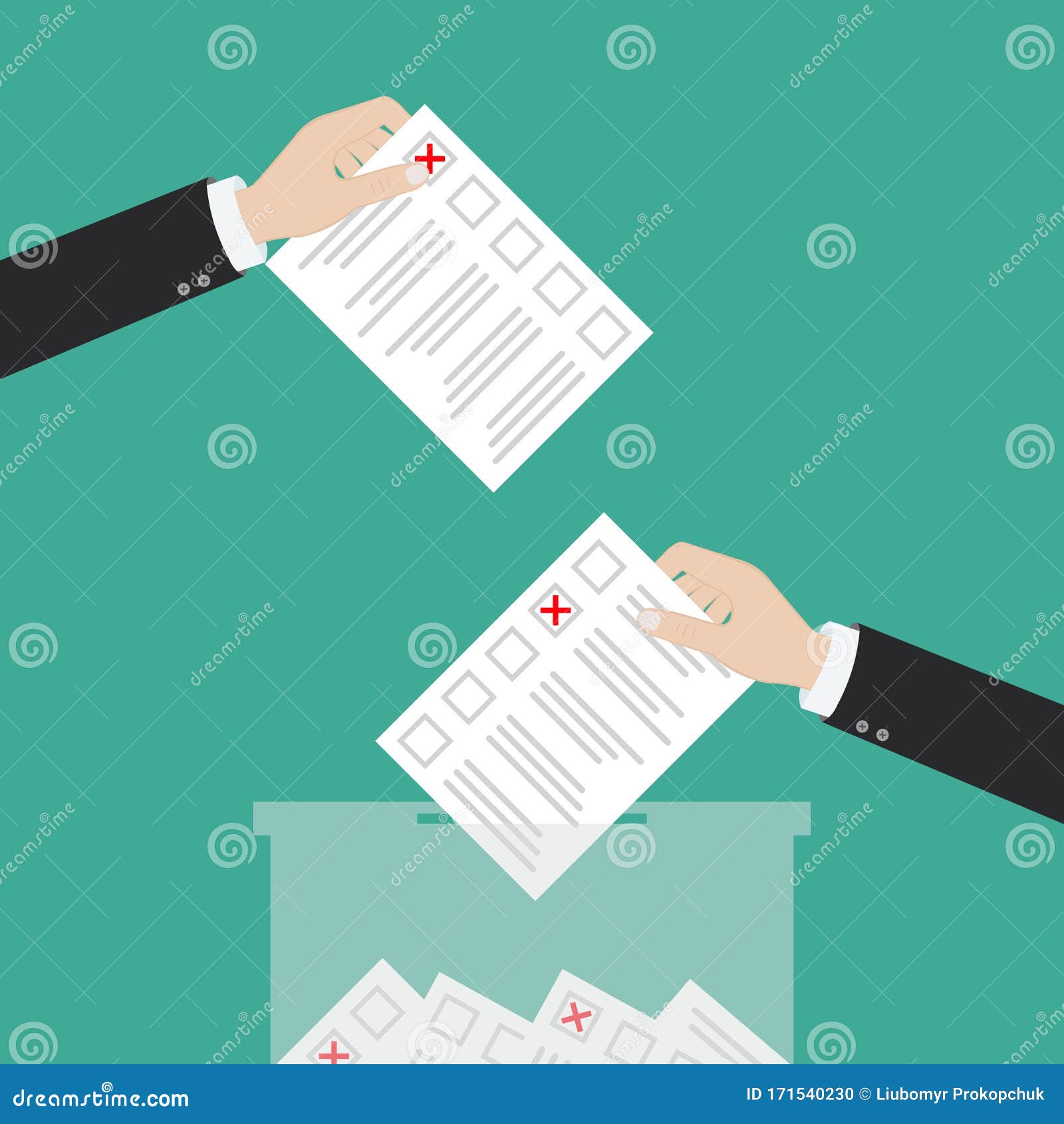 Concept of Voting, Hands Putting Voting Paper, Flat Design Stock Vector ...