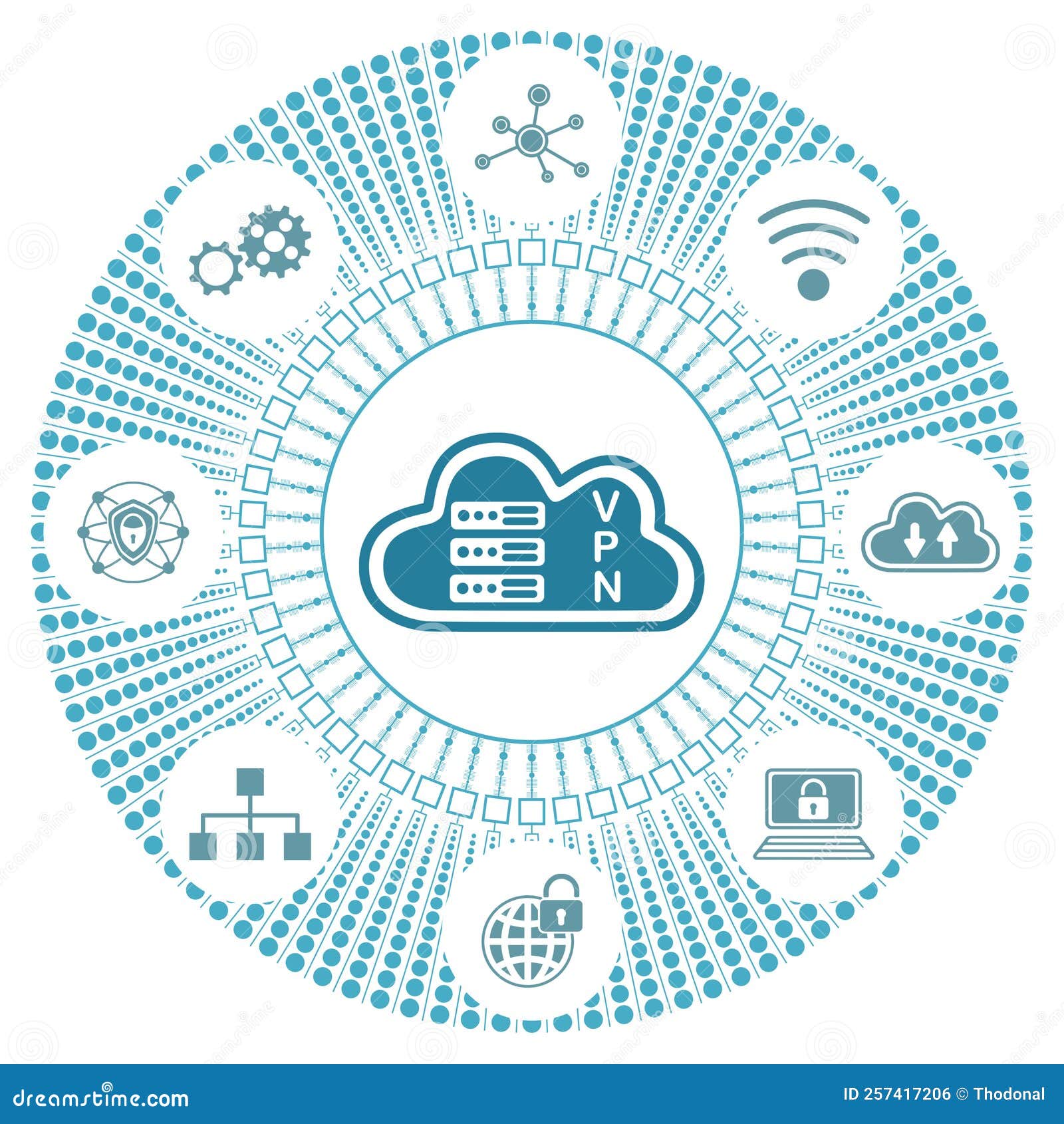 Concept of vpn stock illustration. Illustration of server - 257417206
