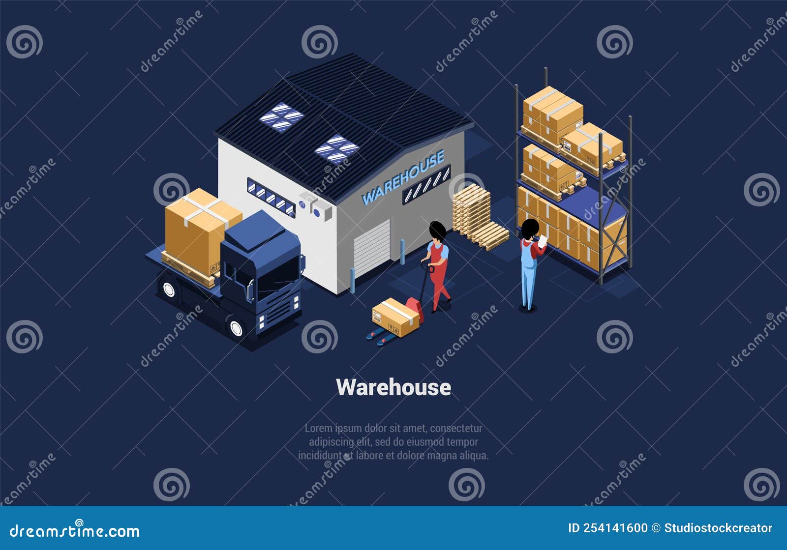 Concept of Warehouse, Logistics, Management. Loading Truck Process ...