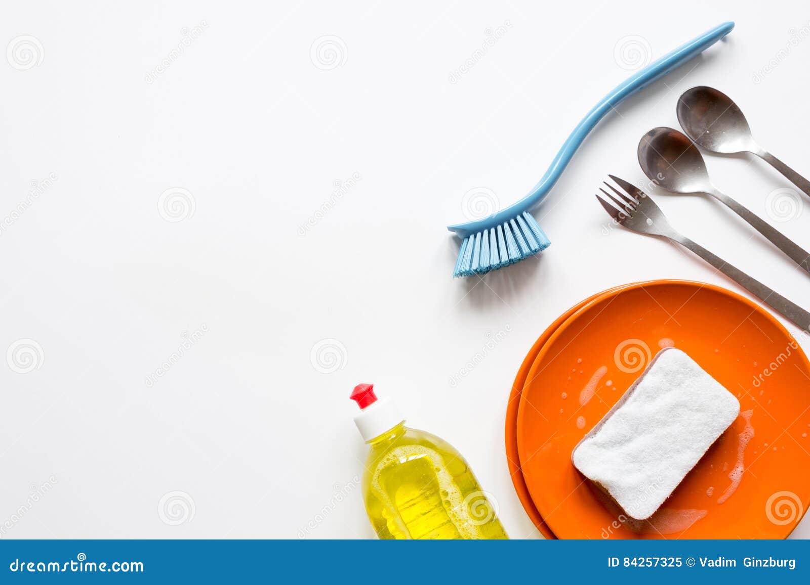 Concept of Washing Dishes on White Background Top View Stock Image ...