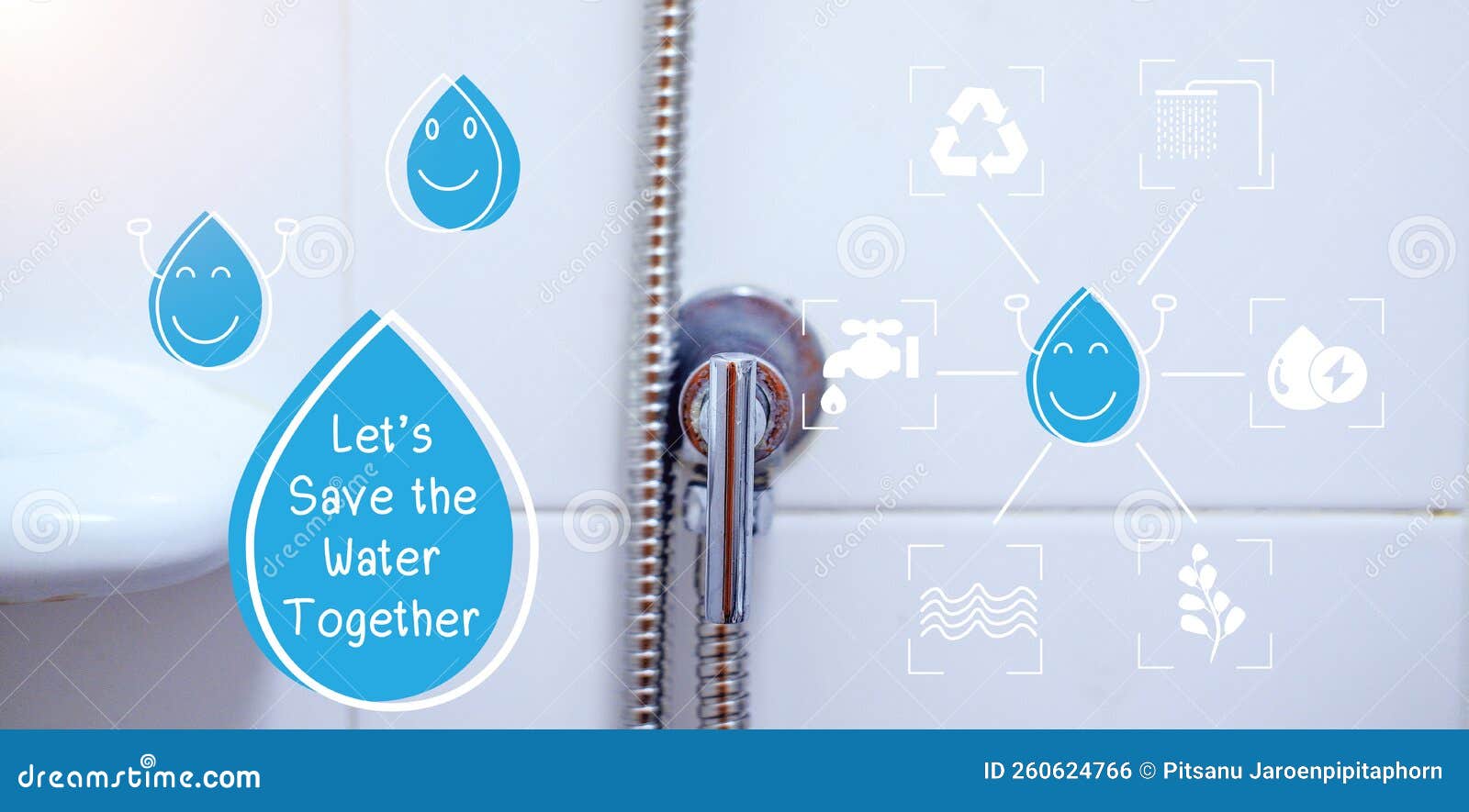 Concept : Water Saving. Water Drop Icon and Message Help Save Water for ...