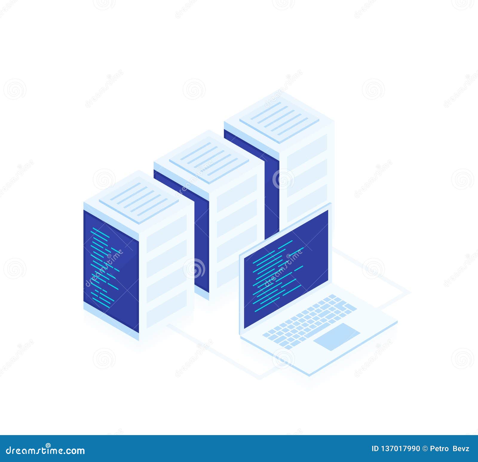 Concept Of Web Hosting Vector Isometric Map With Business Networking