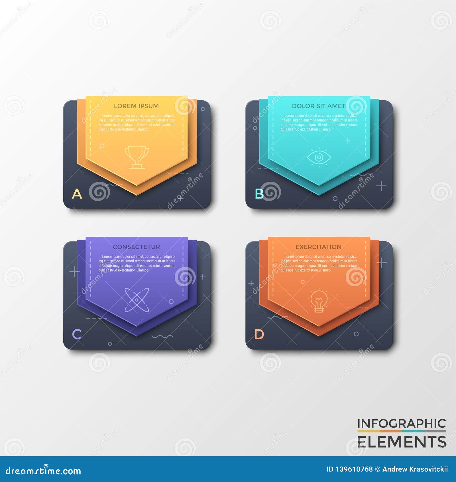 Concept of Web Menu with 4 Options Stock Vector - Illustration of card ...