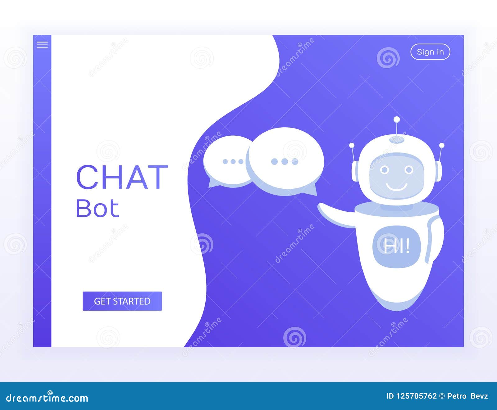 Concept Website. Chat Bot Holds Speech Bubbles and Show Hi on Screen ...