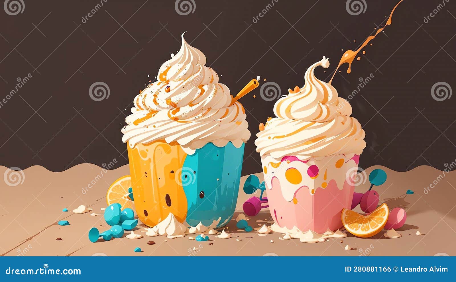 Whipped Cream Fun.AI Generated Stock Illustration - Illustration of ...