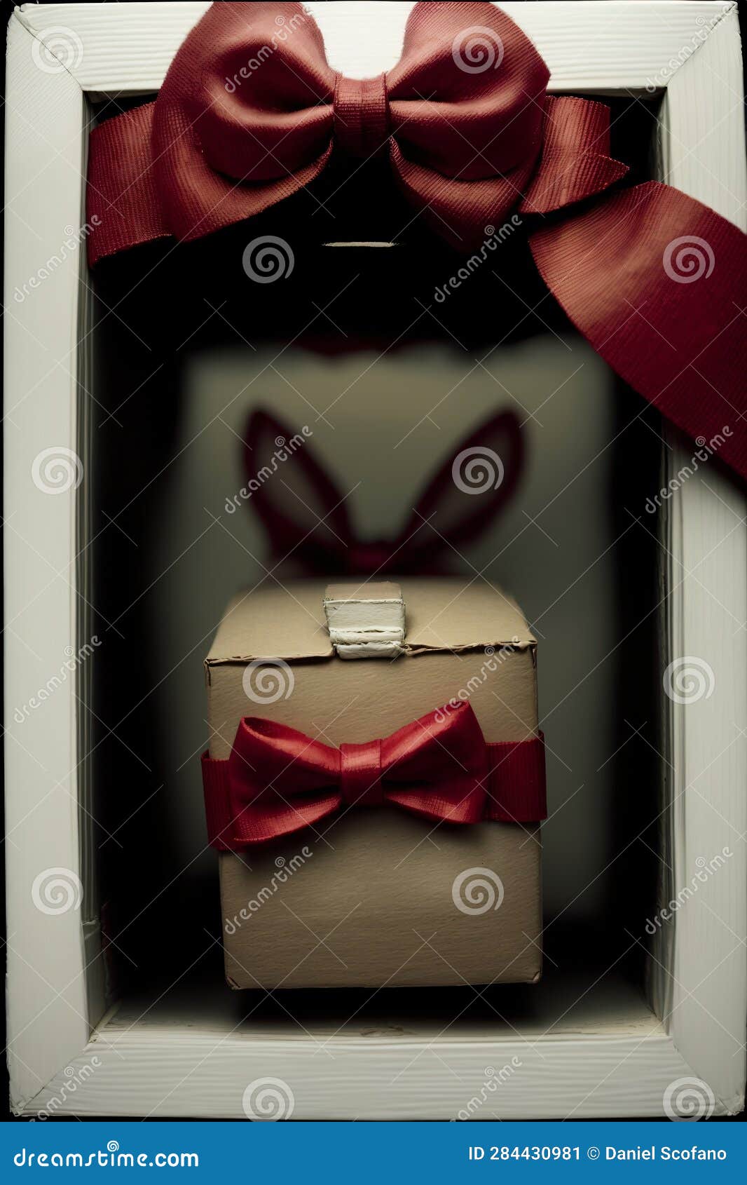 A White Box with a Red Bow Around it. Generative AI Stock Illustration ...