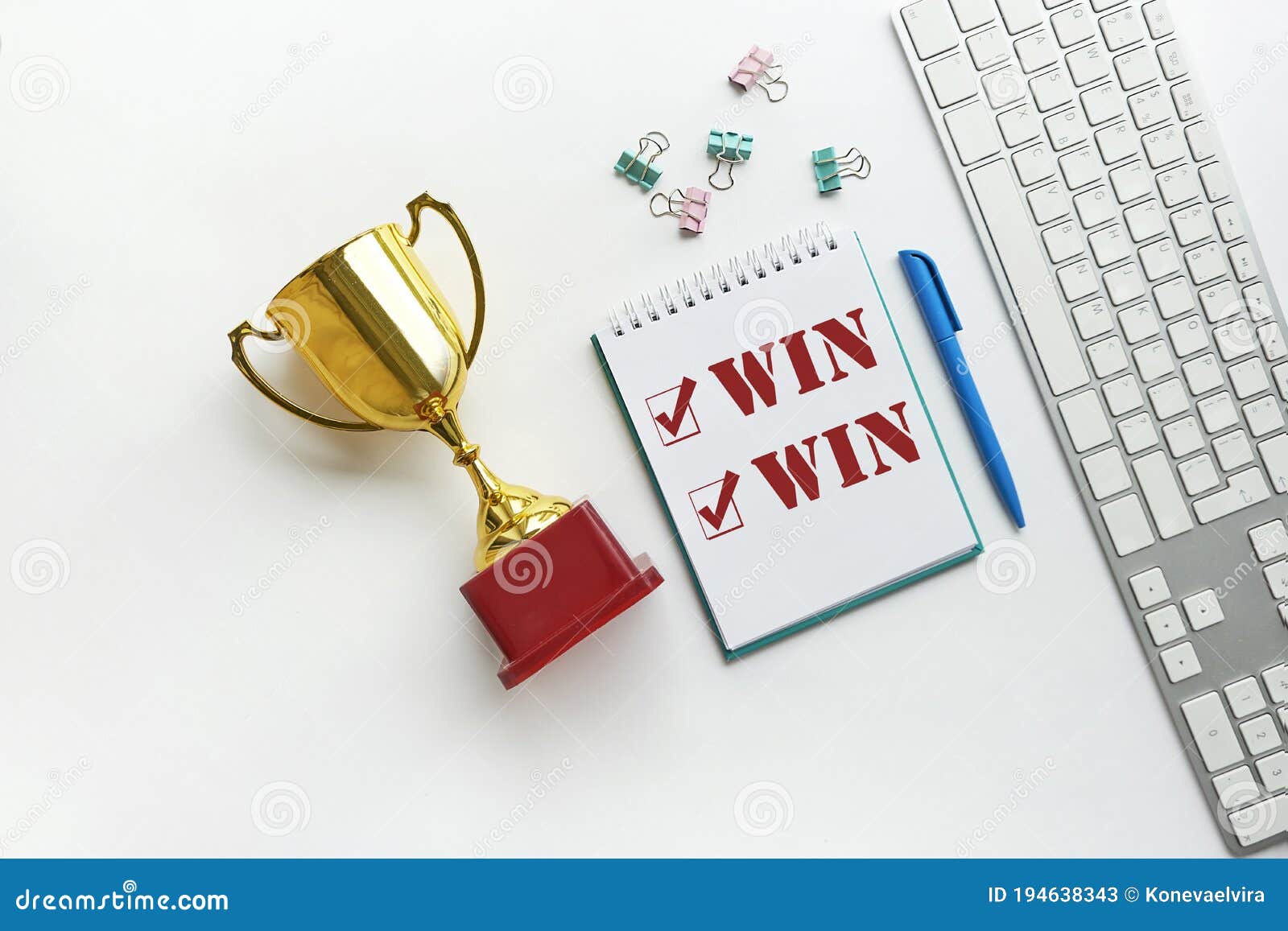 Concept for Winning and Success. Stylish Minimalistic Workplace with ...