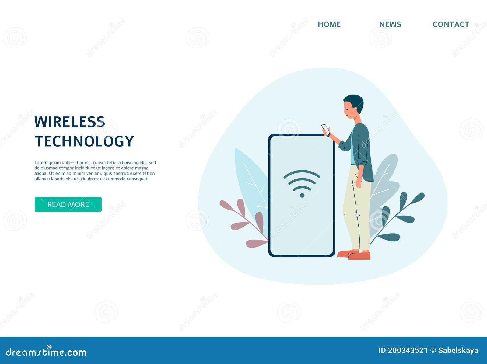 Concept of Wireless Wi-Fi Technology a Vector Design of Landing Page ...