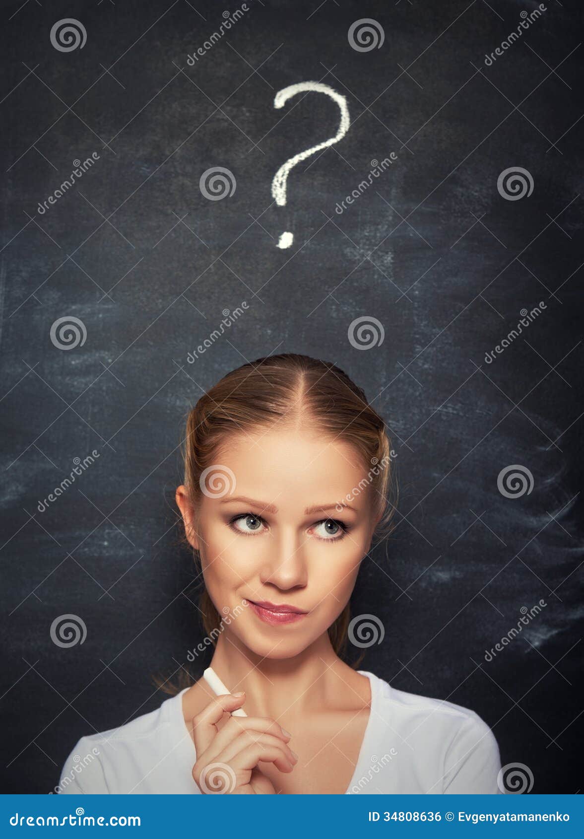 Concept of Woman and Question Mark Drawn in Chalk on Blackboard Stock ...