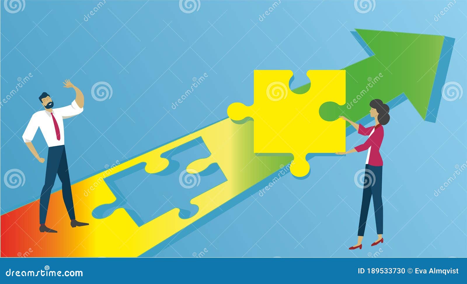 Woman Complement the Puzzle Hole in Arrow To More Successful Life ...