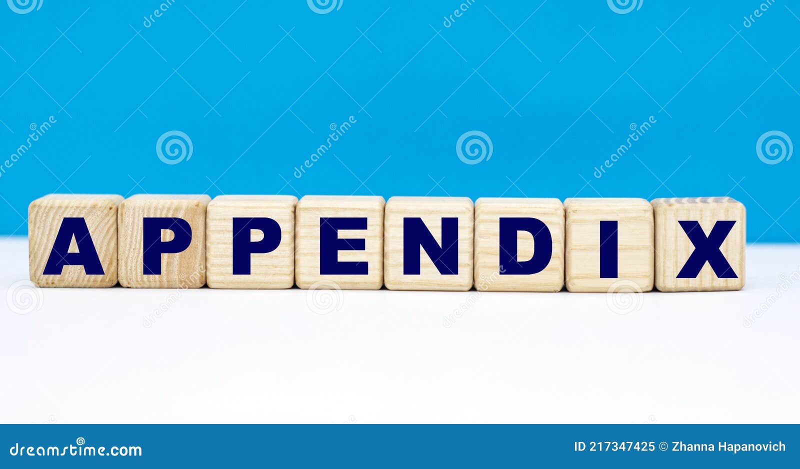 Concept Word APPENDIX on Cubes on a Blue Background Stock Image - Image of symbol, danger: 217347425