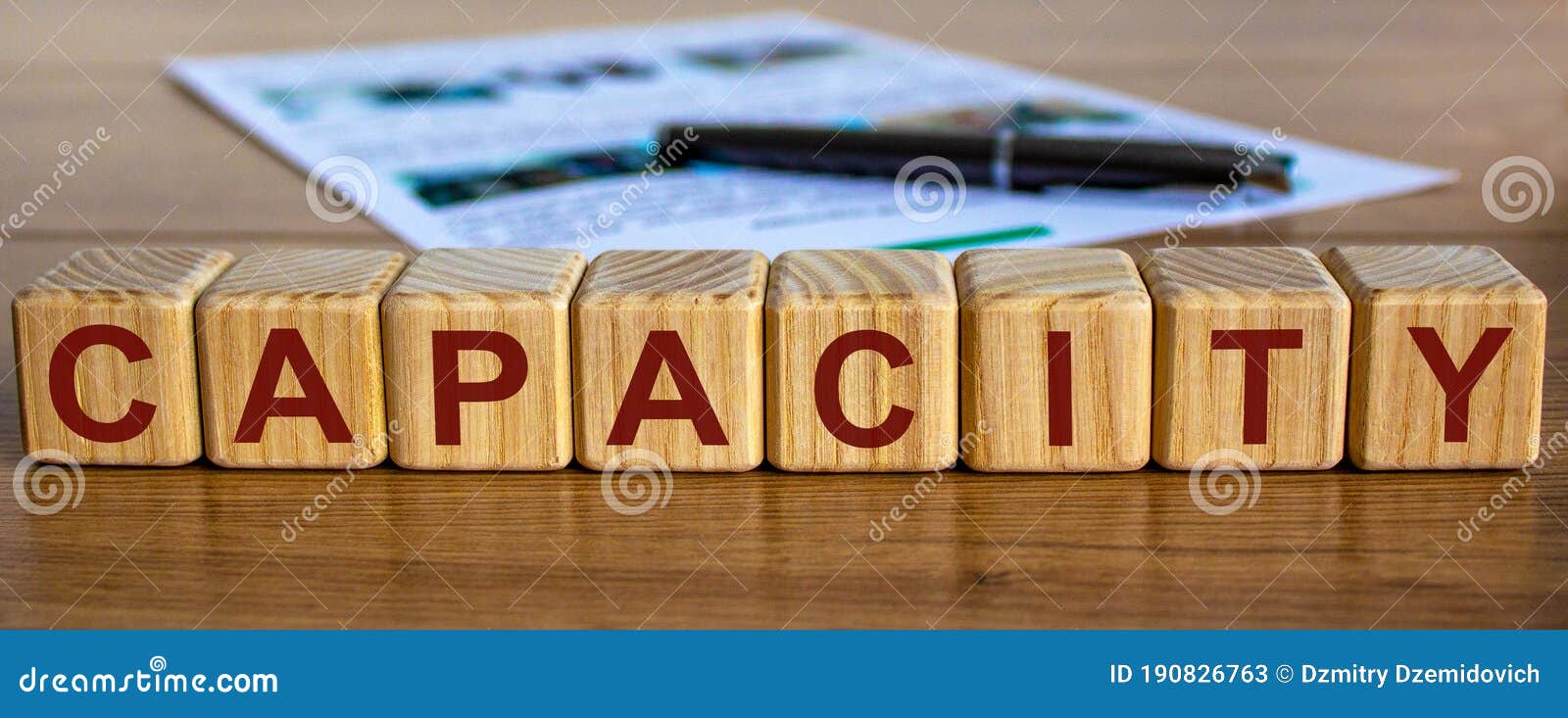 Concept Word `capacity` on Cubes on a Beautiful Wooden Table, Pen and ...