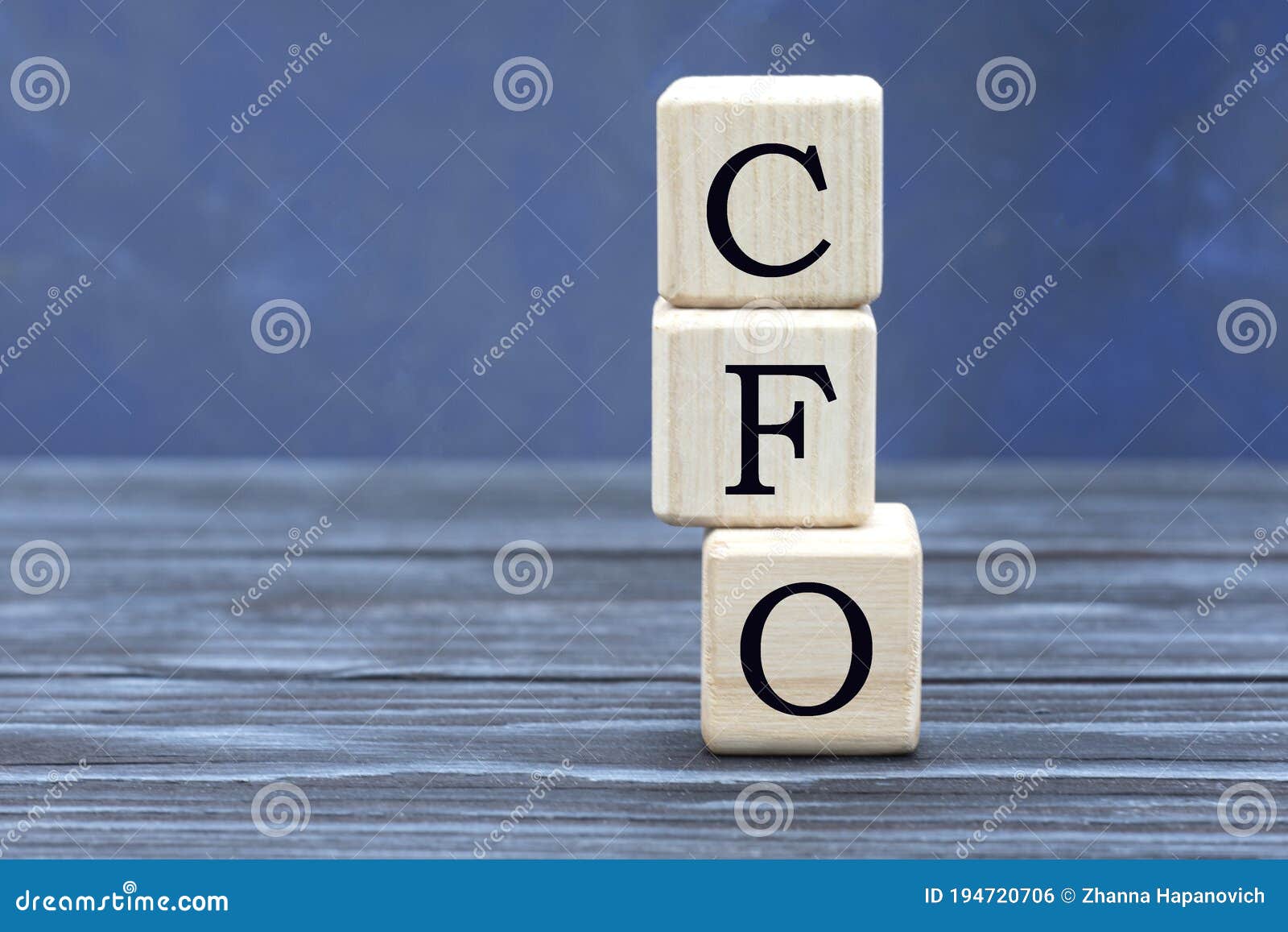 Concept Word CFO on Cubes on a Beautiful Gray Blue Background Stock ...