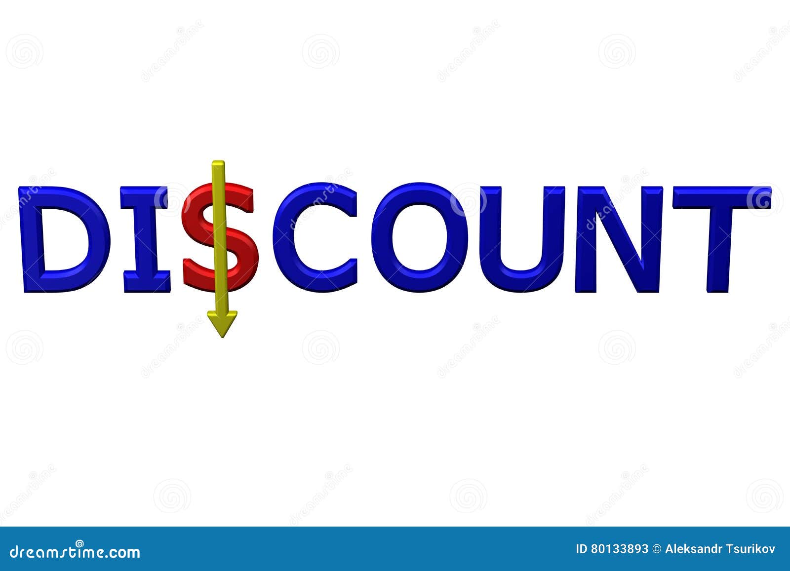 Concept: Word Discount with Arrow. 3D Rendering. Stock Illustration ...