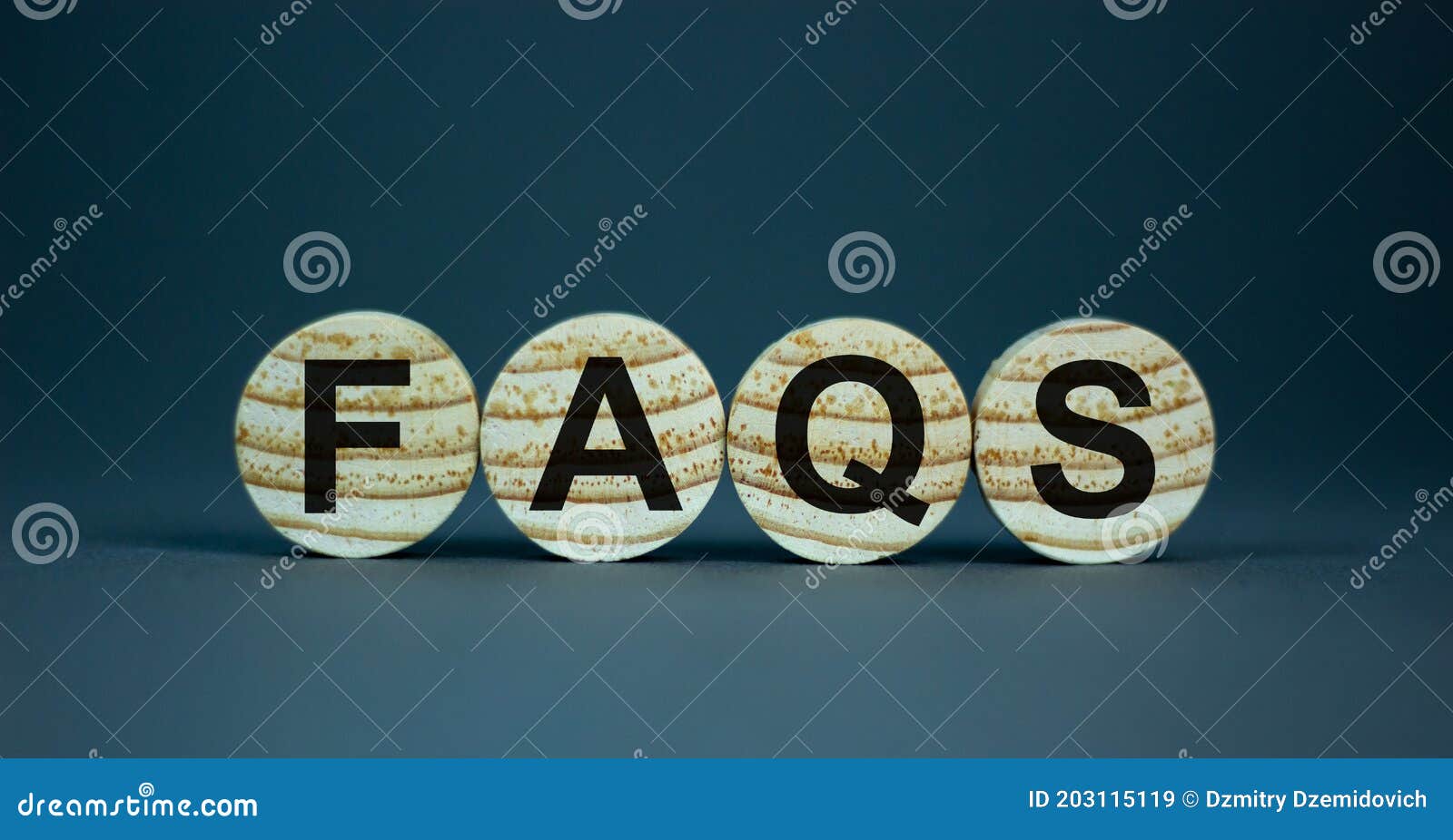 Concept Word `FAQS, Frequently Asked Questions` on Wooden Circles on a ... Concept Word `FAQS, Frequently Asked Questions` on Wooden Circles on a ...