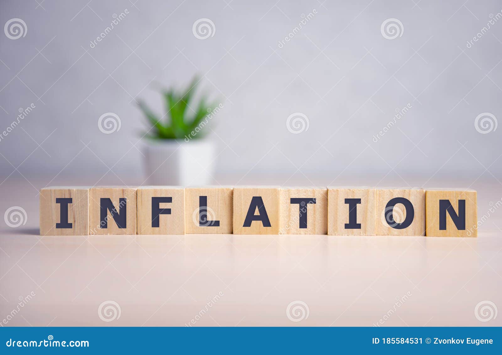 Concept of the Word Inflation on Cubes on a Gray Background Stock Image ...