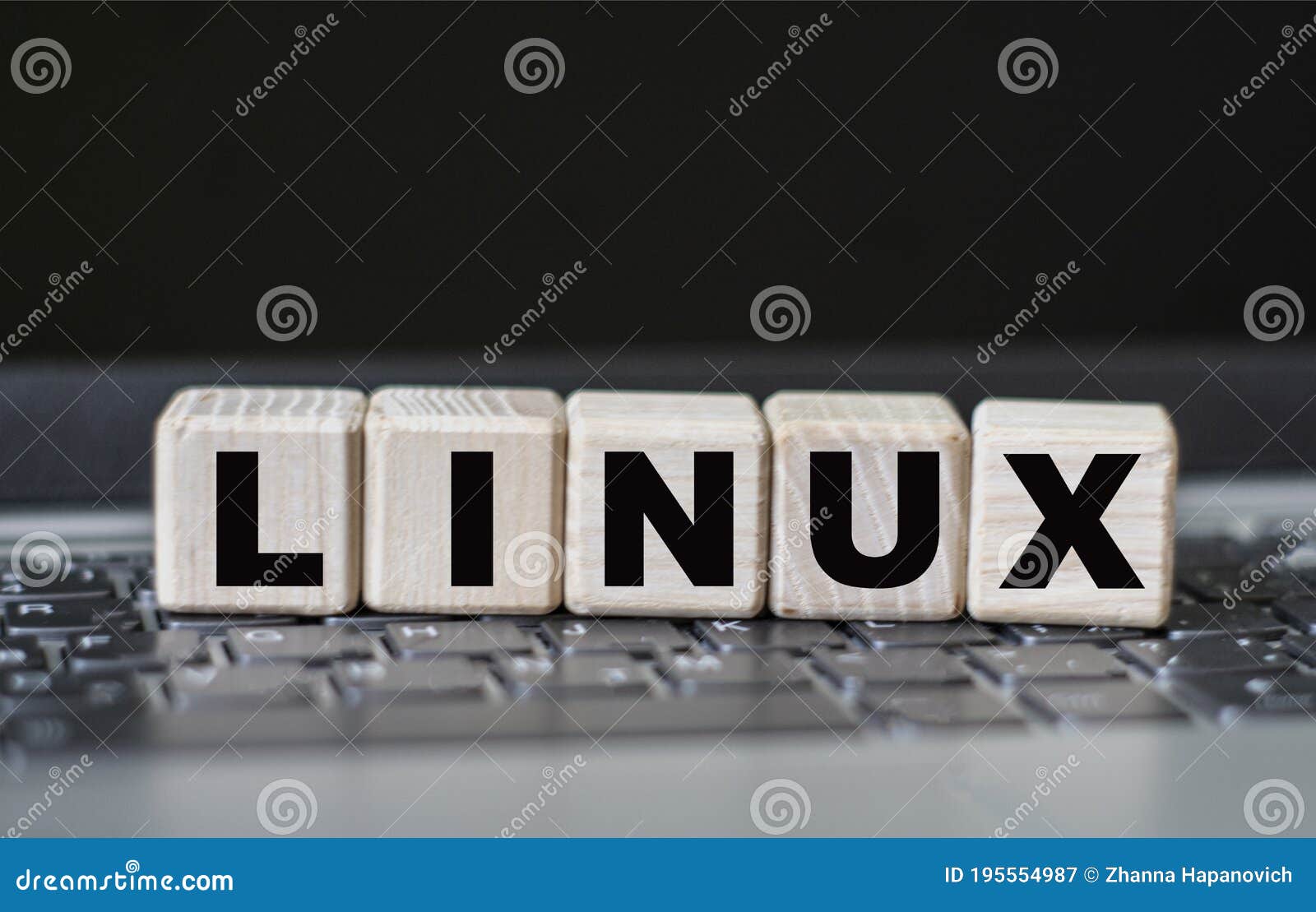 Concept Word LINUX on Cubes on the Background of a Laptop Stock Image ...