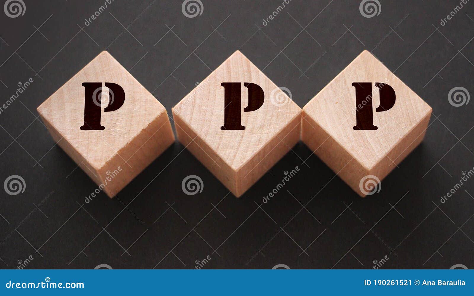 Concept Word PPP on Wooden Cubes on a Blue Background. Technology ...
