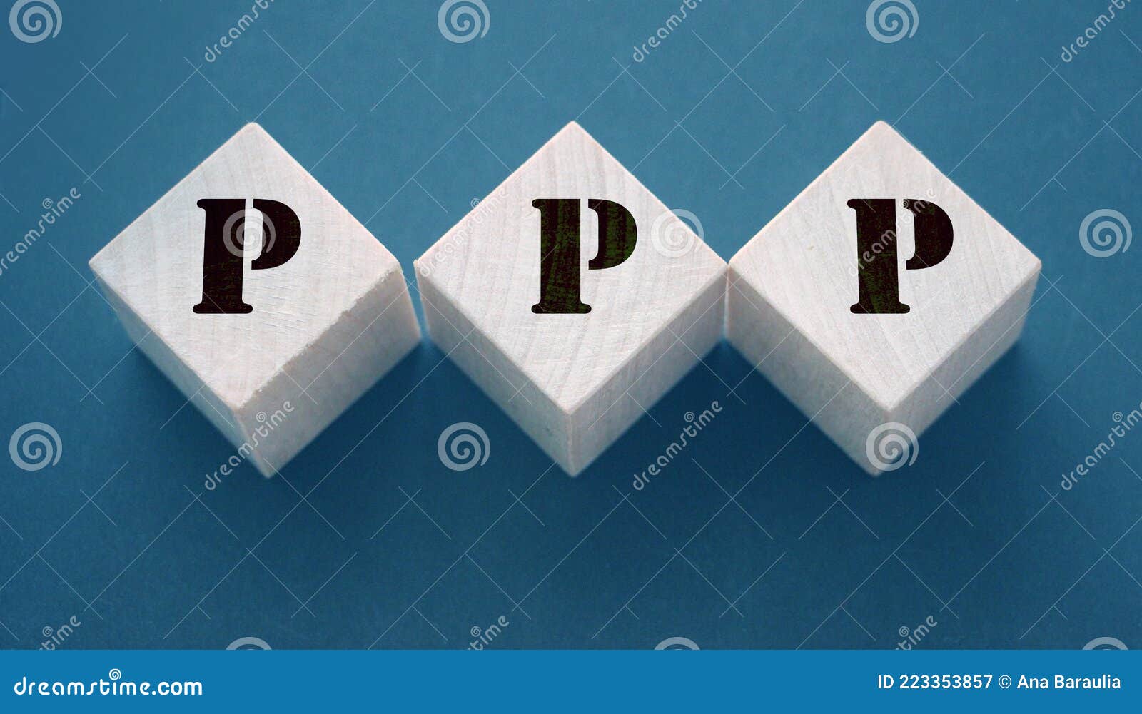 Concept Word PPP on Wooden Cubes on a Blue Background. Technology ...