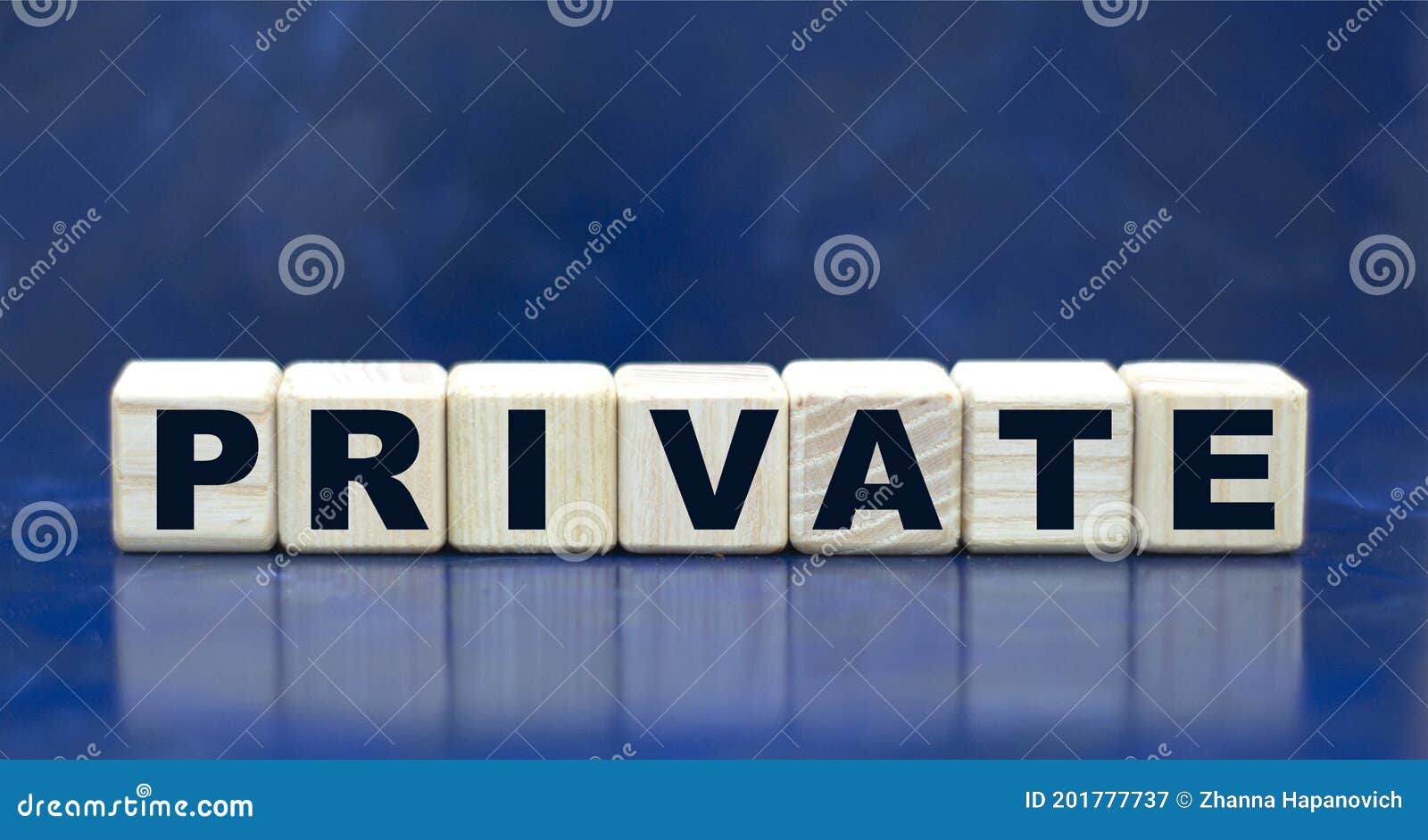 Concept Word PRIVATE on Cubes on a Blue Background Stock Image - Image ...