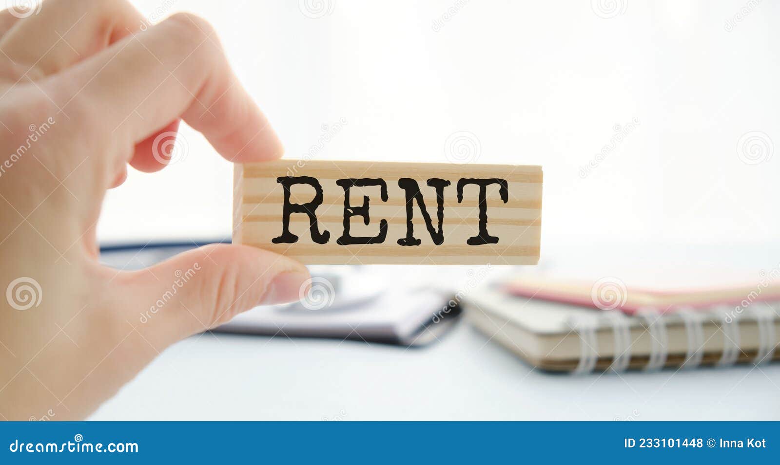Concept Word RENT on Wooden Cubes on a Light Stock Photo - Image of ...