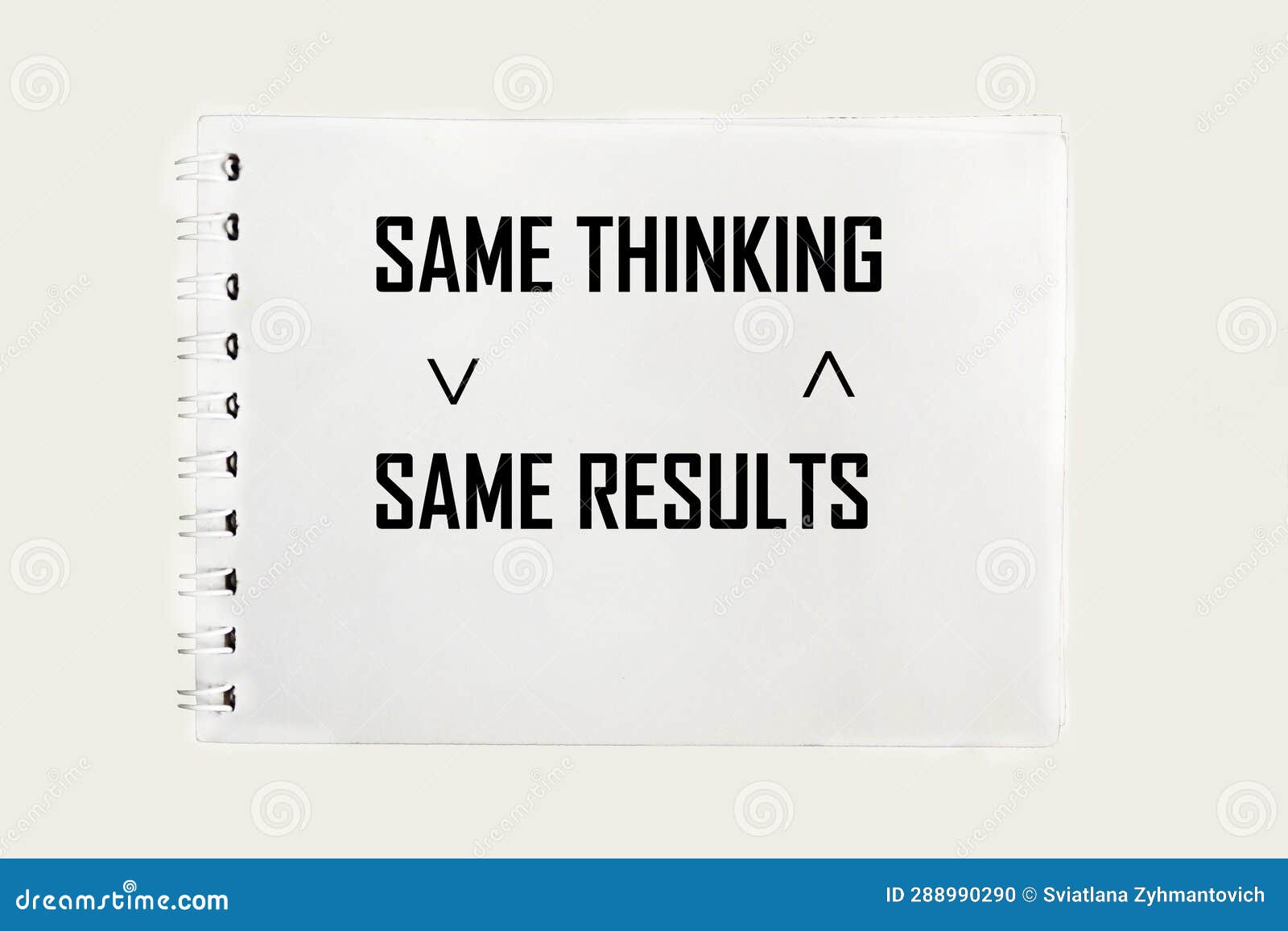 Concept Word Same Thinking, Same Results on Notepad and White ...