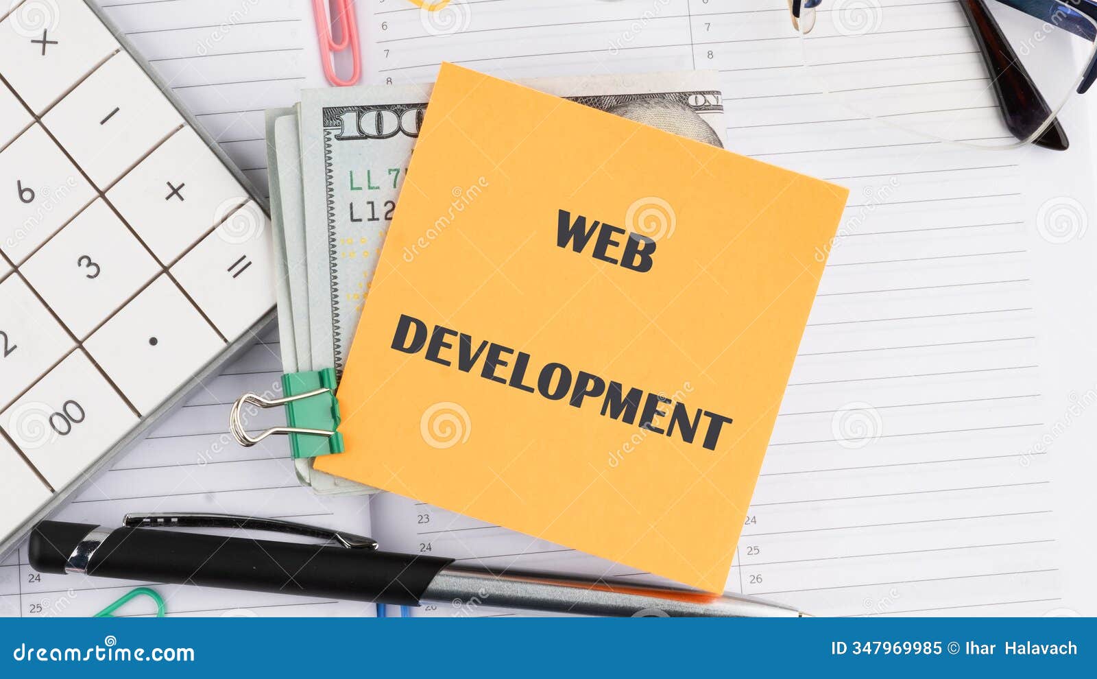 Concept Word WEB DEVELOPMENT it is Written on a Sticker on the ...