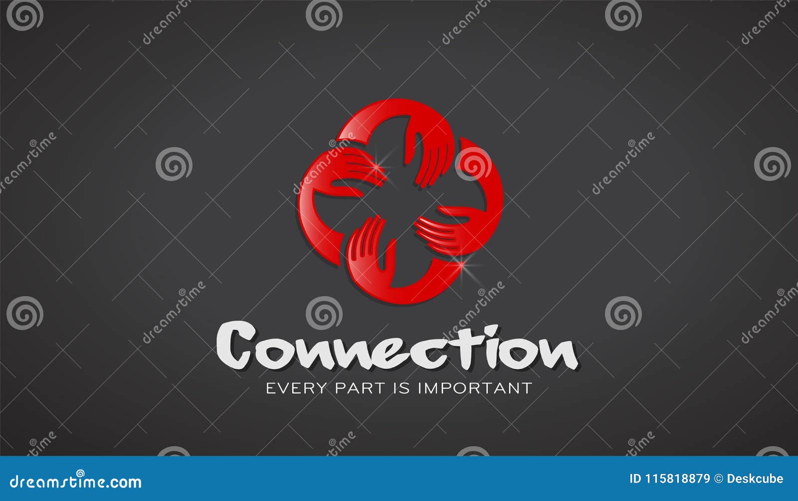 Vector Teamwork Red Color Hands Logo Template Stock Vector ...