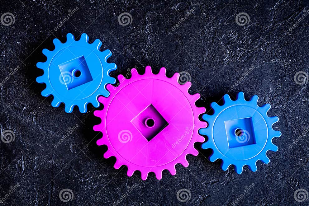 Concept of Work Process Movement Gears Top View Stock Photo - Image of ...