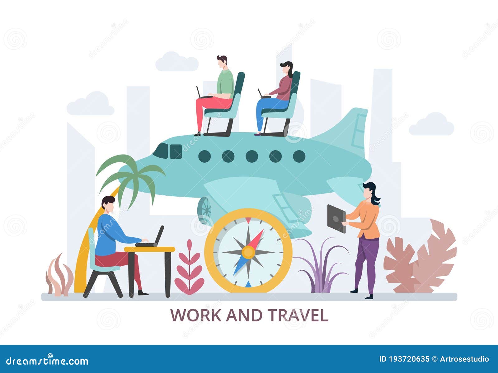 Work And Travel Opportunity Concept. Woman In Glasses Looking Up At ...
