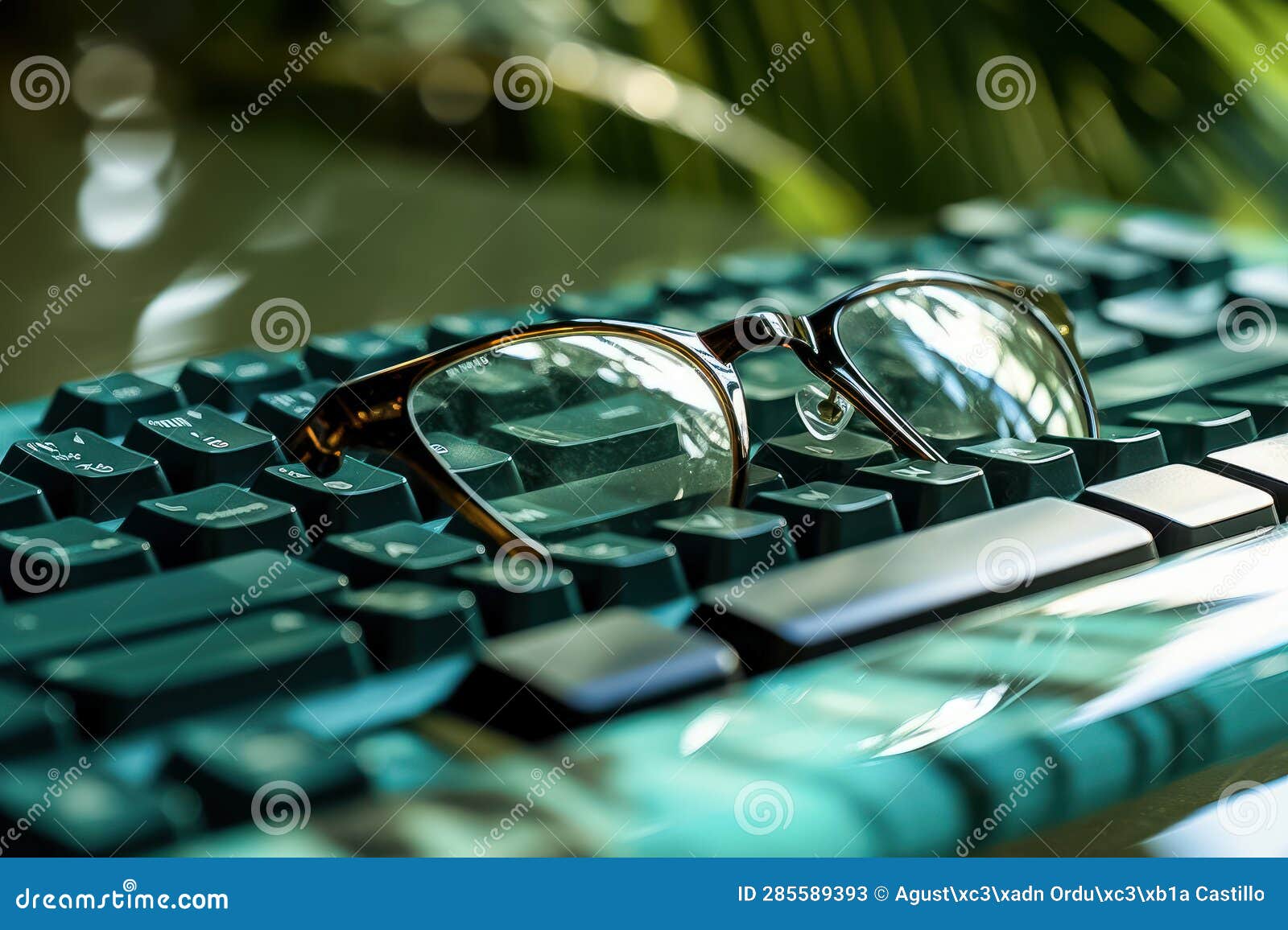 Concept of Work on Vacation. Computer Keyboard and Sunglasses ...