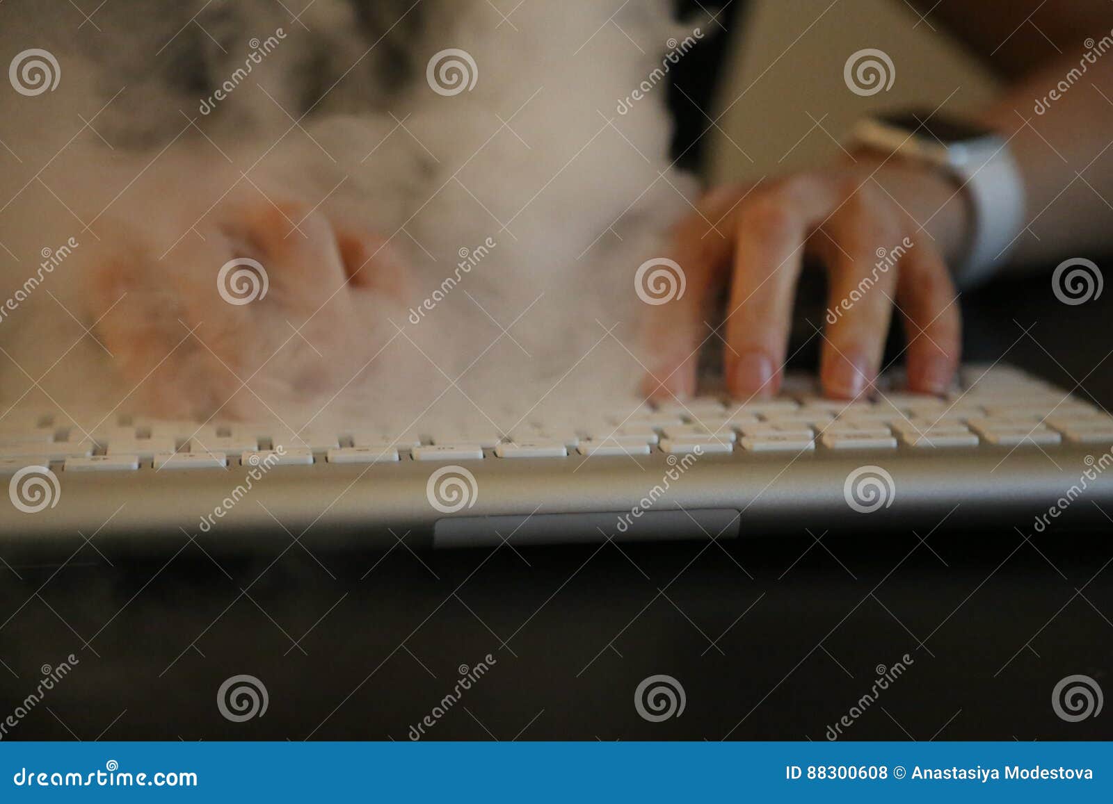 Concept Workaholic Smoke Over Keyboard Stock Photo - Image of ...