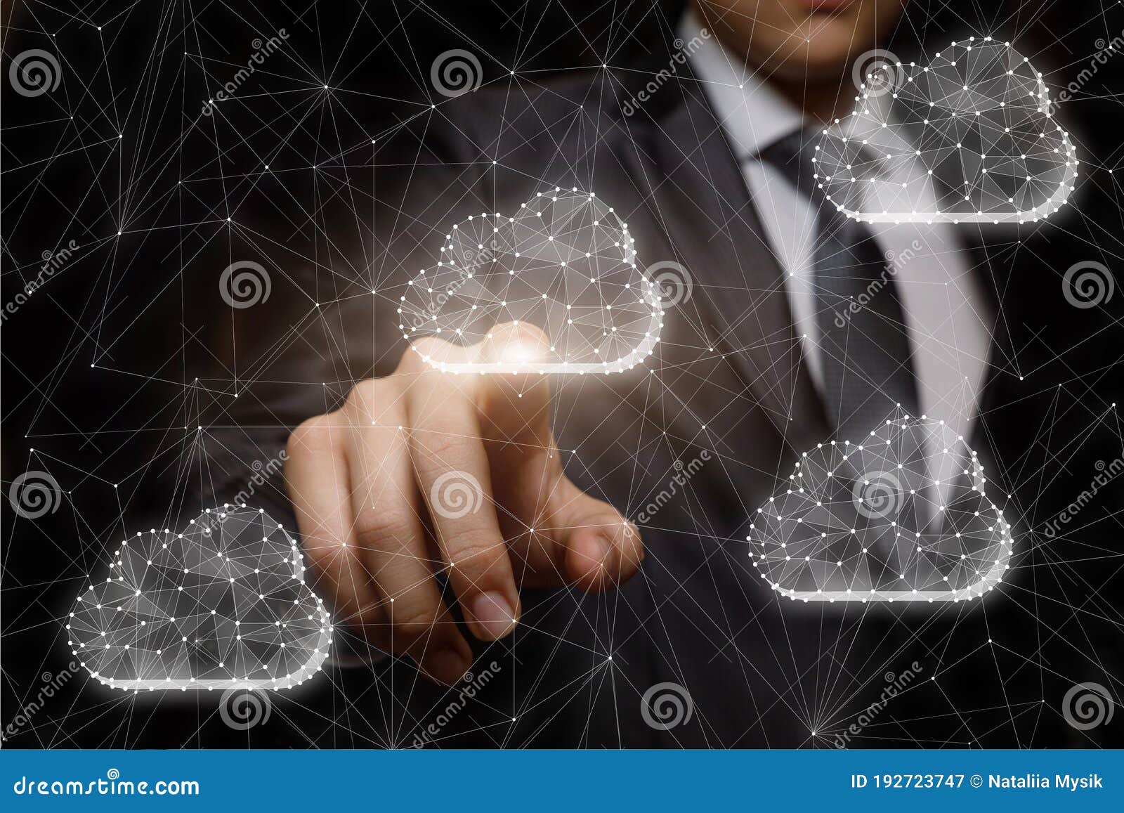 Concept of Working with a Cloud of Data Stock Image - Image of hand ...