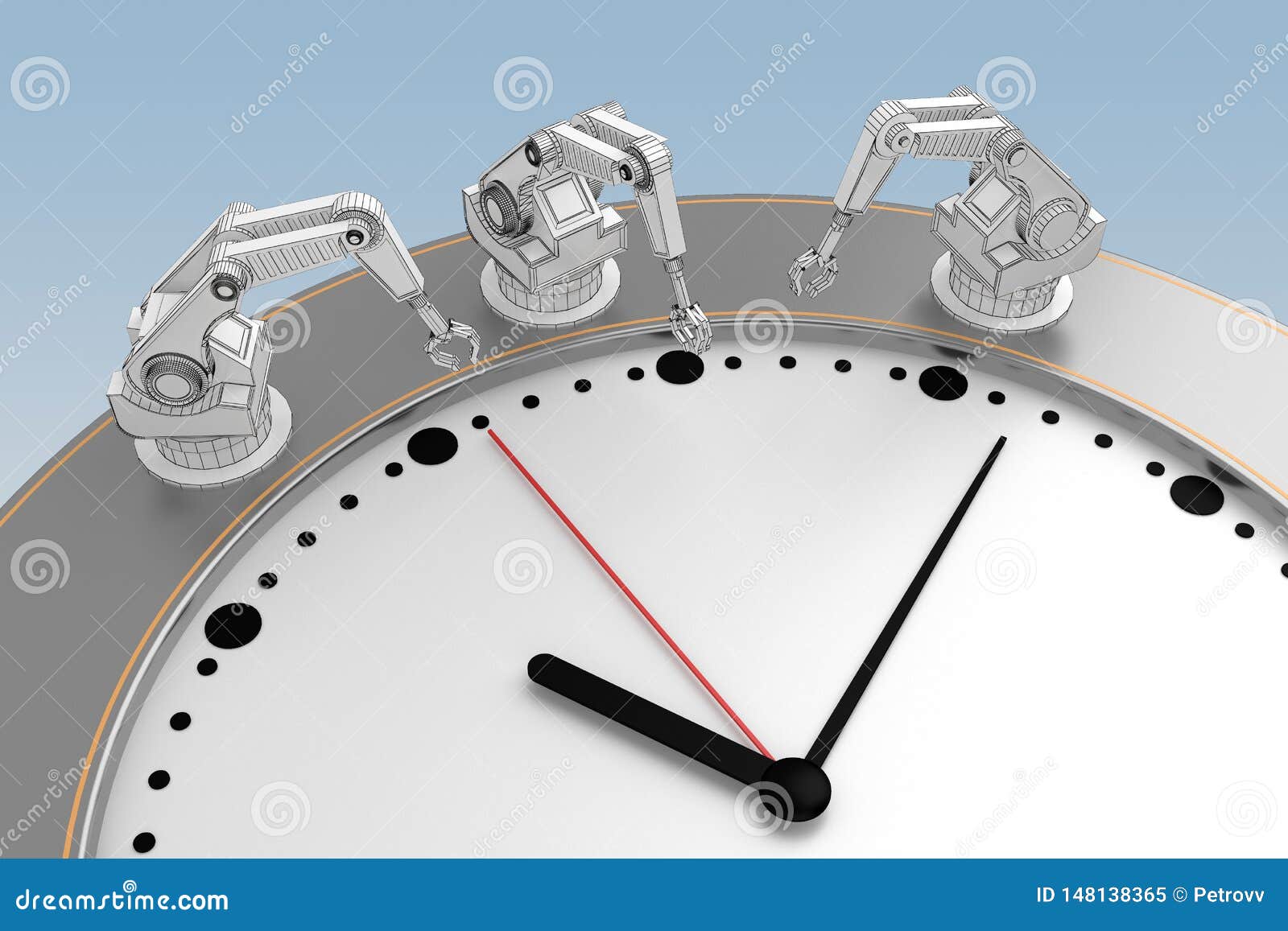 Concept of Working Time Hands of Robots Stock Illustration ...