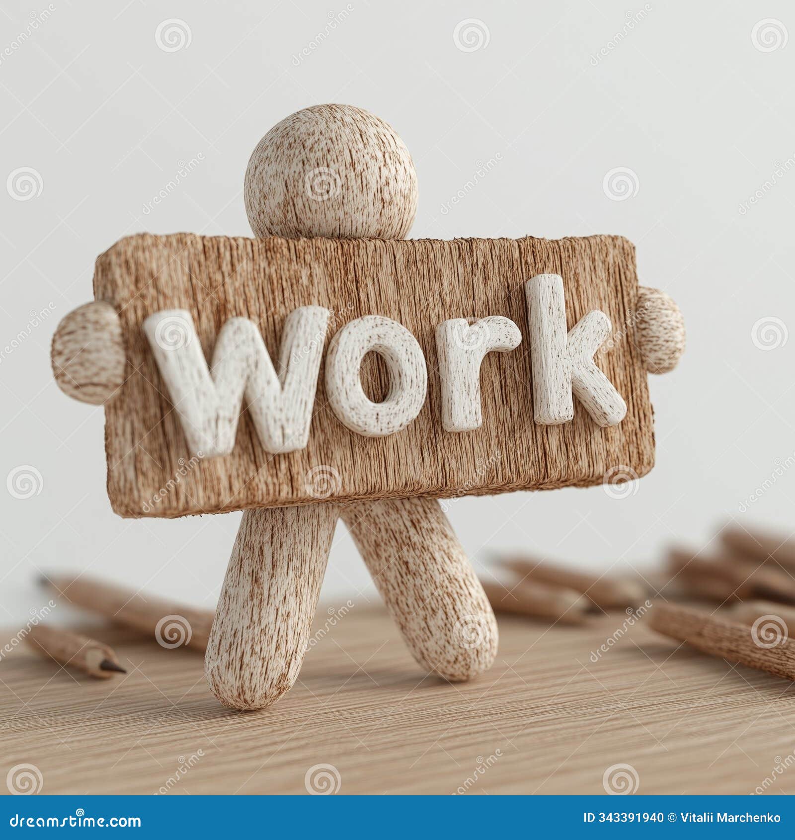 Concept of Workload Burden Depicted by Wooden Figure Carrying Work Sign ...
