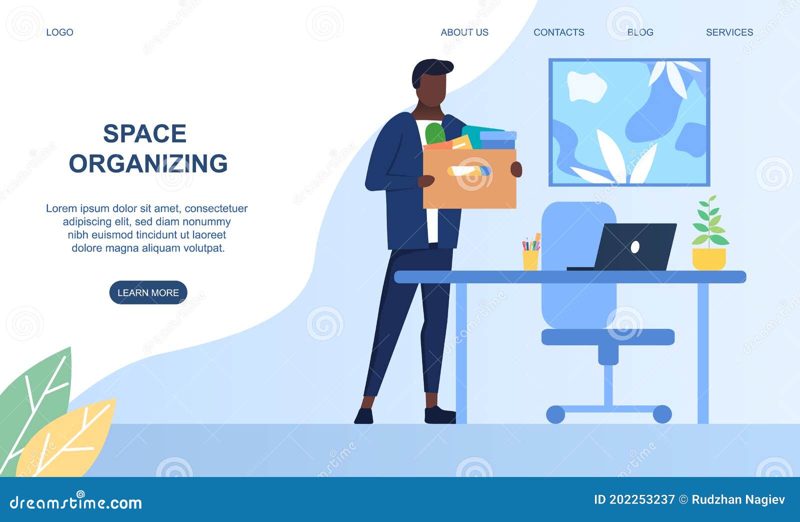 Concept of Workplace, Workspace Organization Stock Vector ...