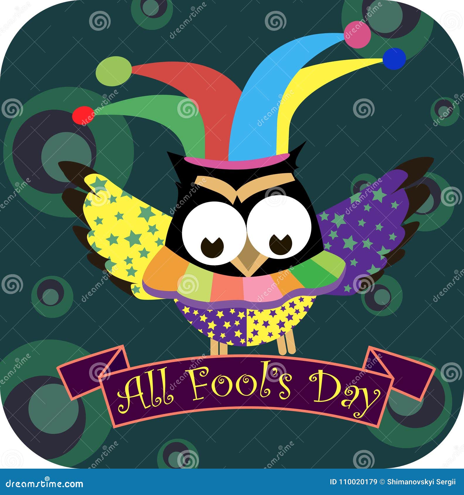Concept on the World Day of Laughter April 1, Clown Owl Stock Vector ...