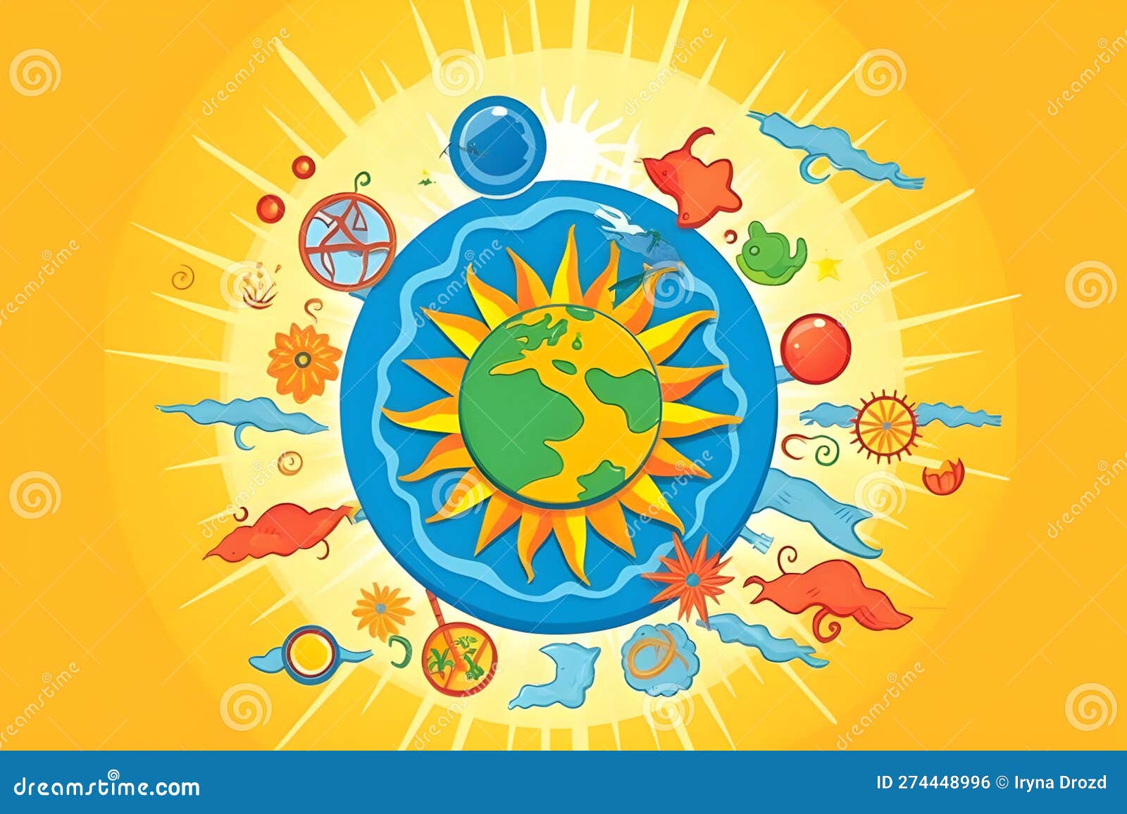 Concept World Earth Day..Four Elements. Generative AI Stock ...