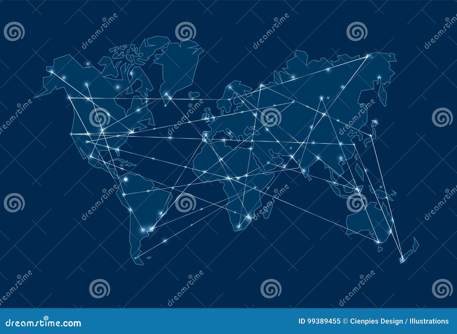 Modern Digital World Map Globalization Concept Vector