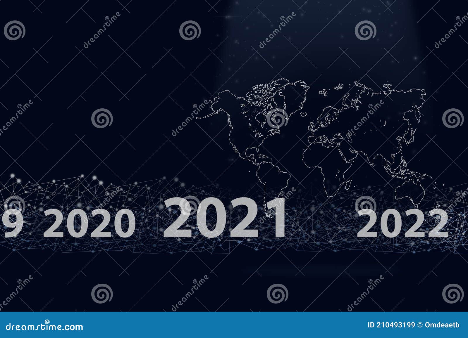 2021 Concept. World Map with Virtual Gologram 2021 Year and Digital ...