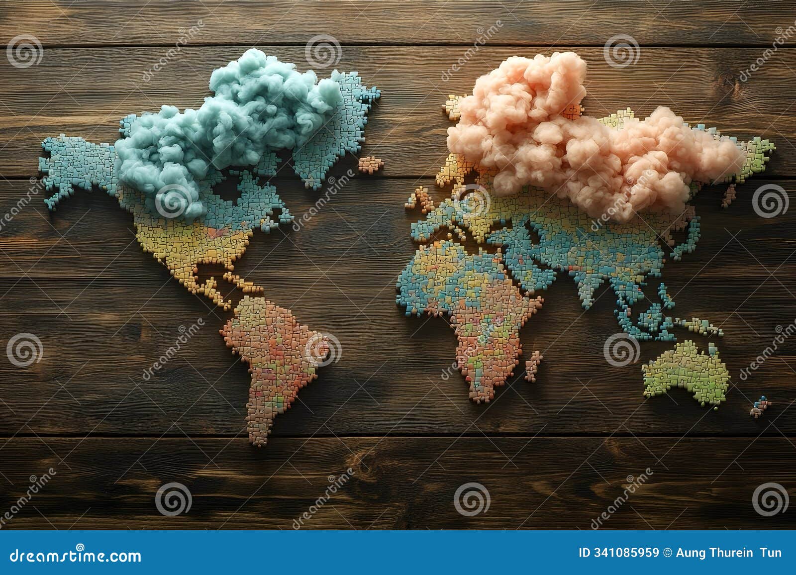 A Concept of World War with a World Map Covered with Smoke and Fire ...