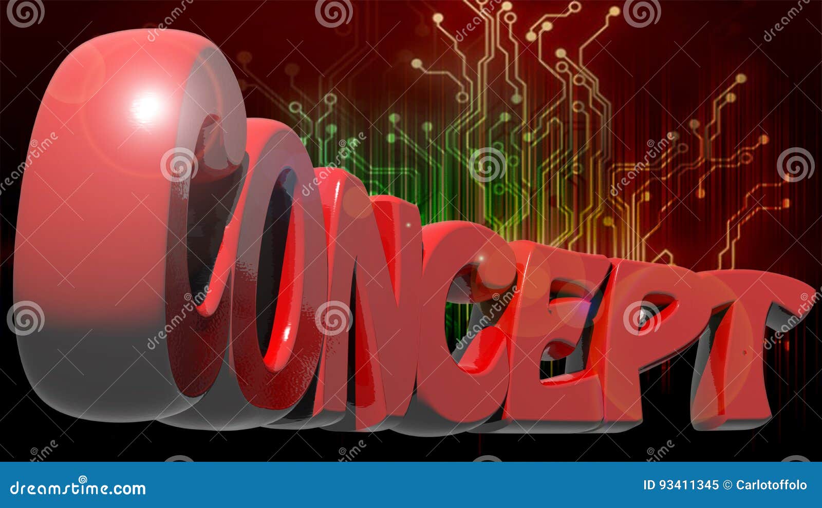 CONCEPT Written with Red 3D Letters on Electronics Stock Illustration ...