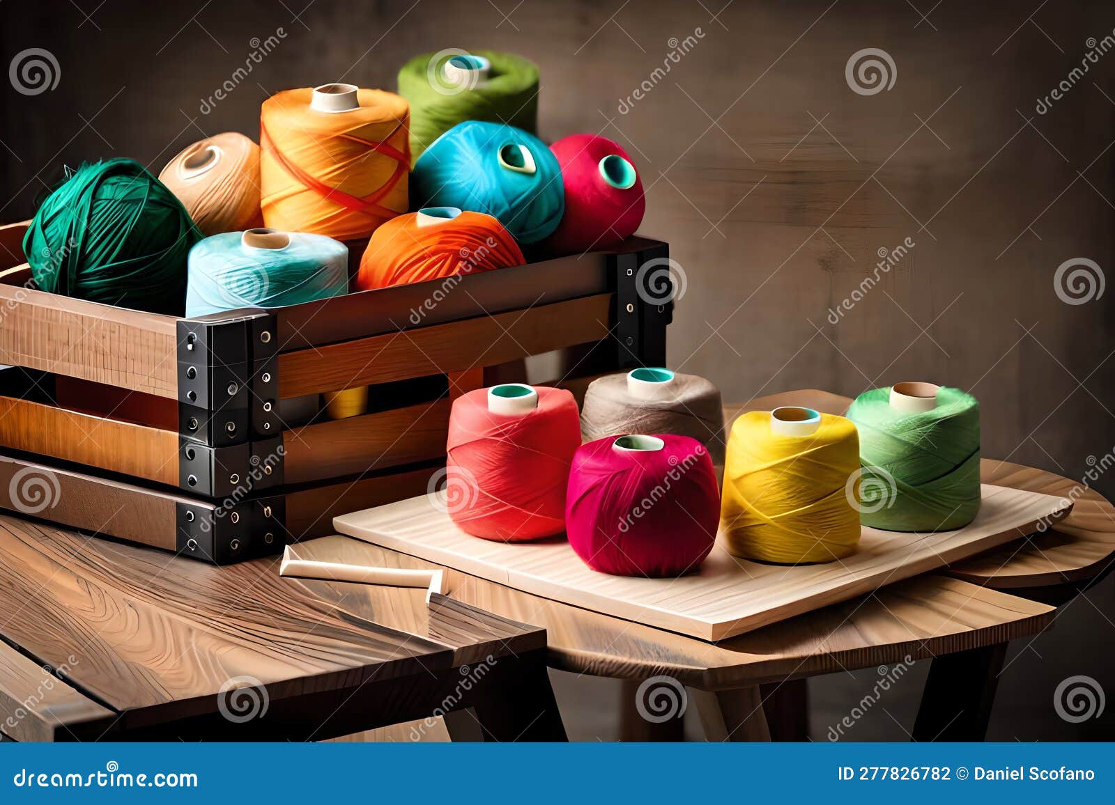 Yarn Colorful Threads Wool Threads. Generative AI Stock Illustration ...
