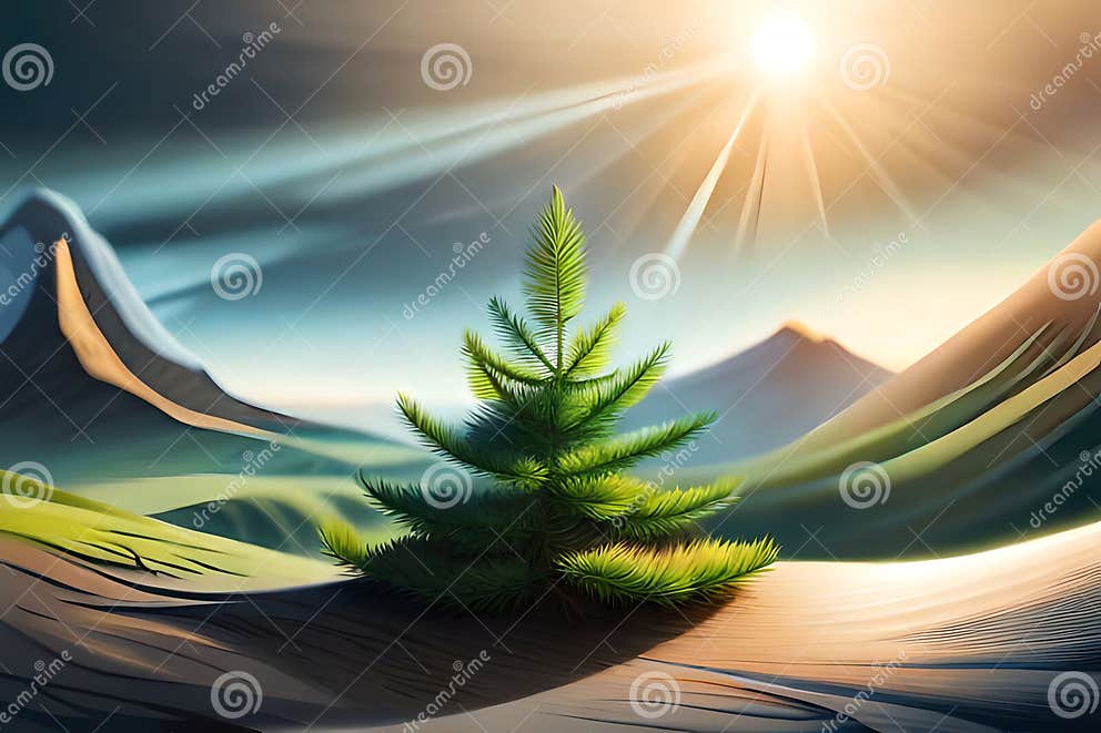 Young Pine Tree Seedling Illustration. Generative AI Stock Illustration ...