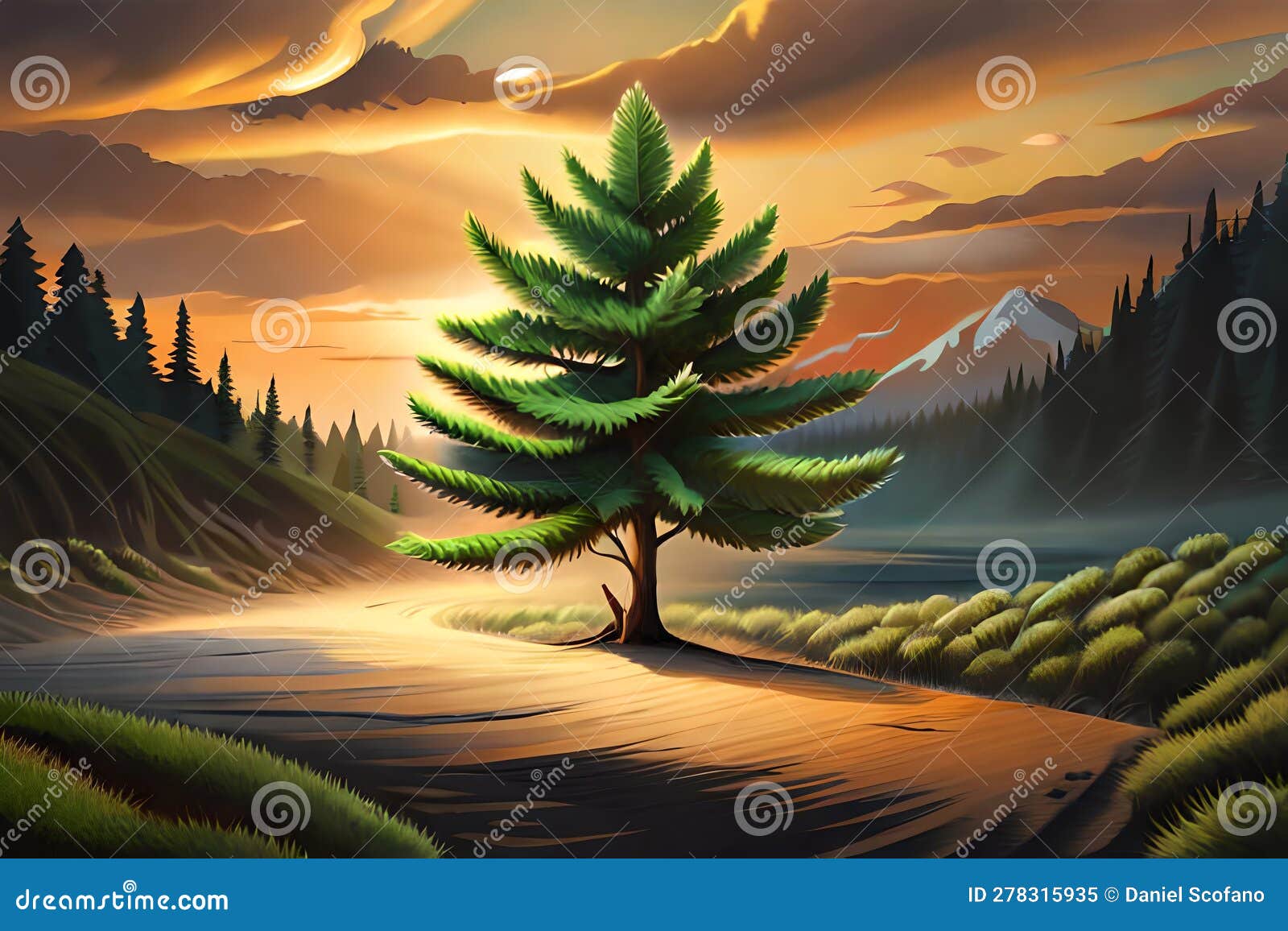 Young Pine Tree Seedling Illustration. Generative AI Stock Illustration ...