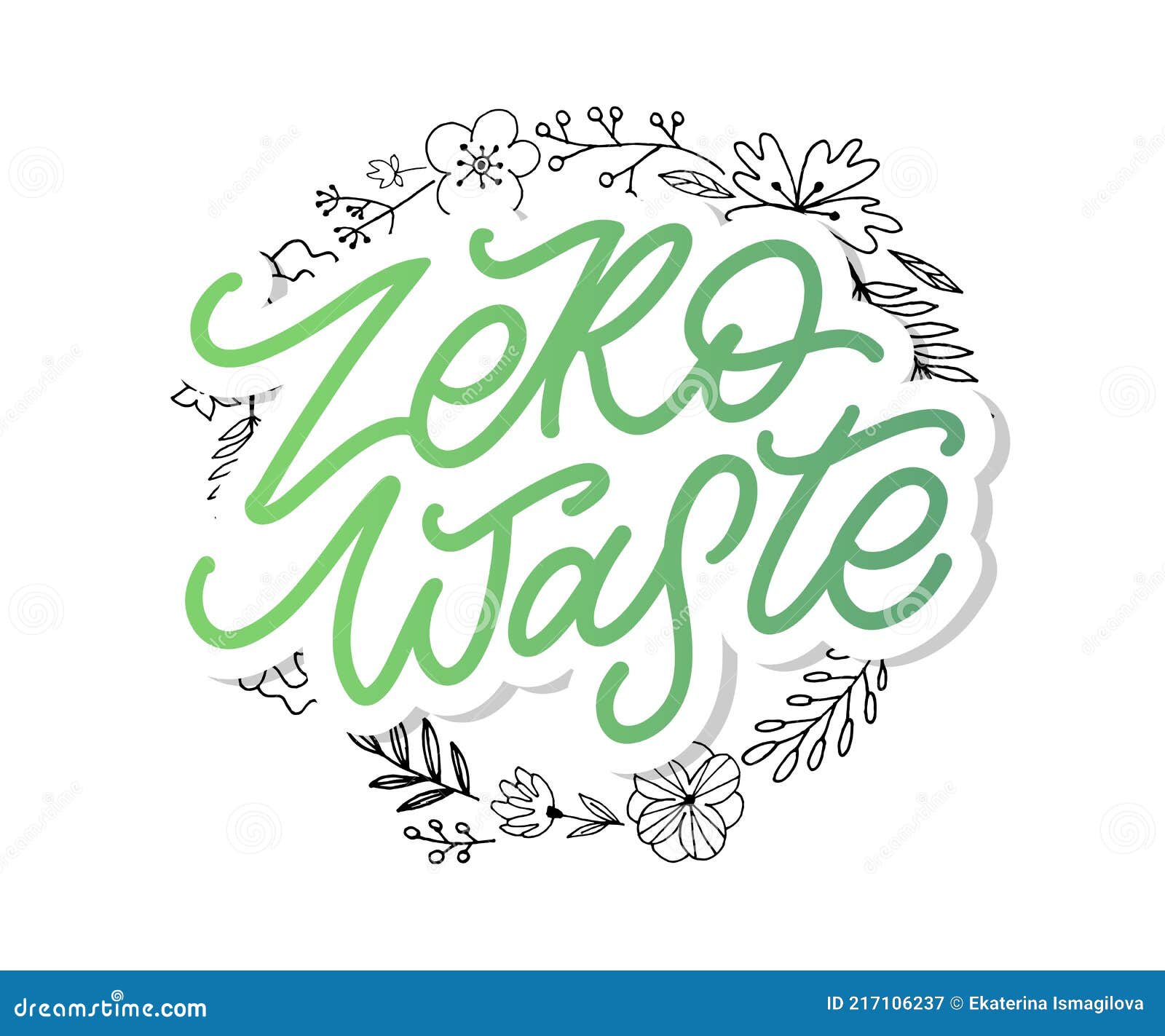 Concept Zero Waste Handwritten Text Title Sign. Vector Illustration ...