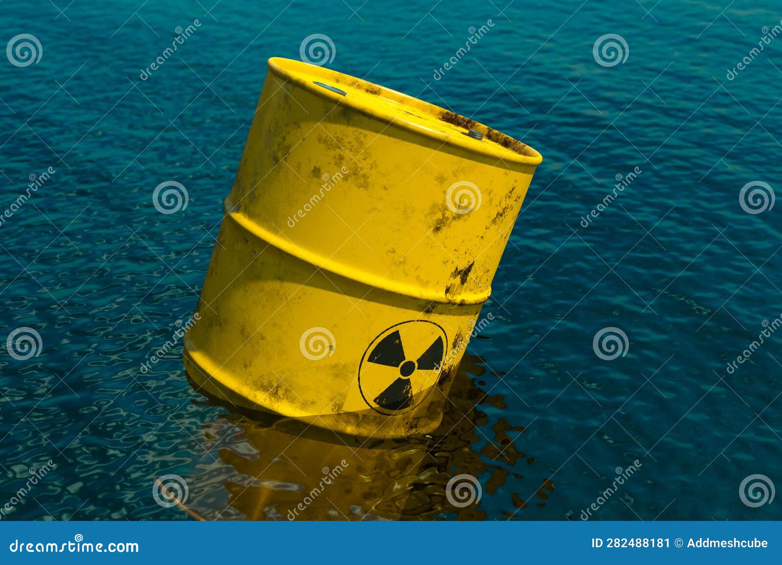 Conceptbeeld Van Op Zee Drijvend Nucleair Afval 3d - Destructie Stock ...